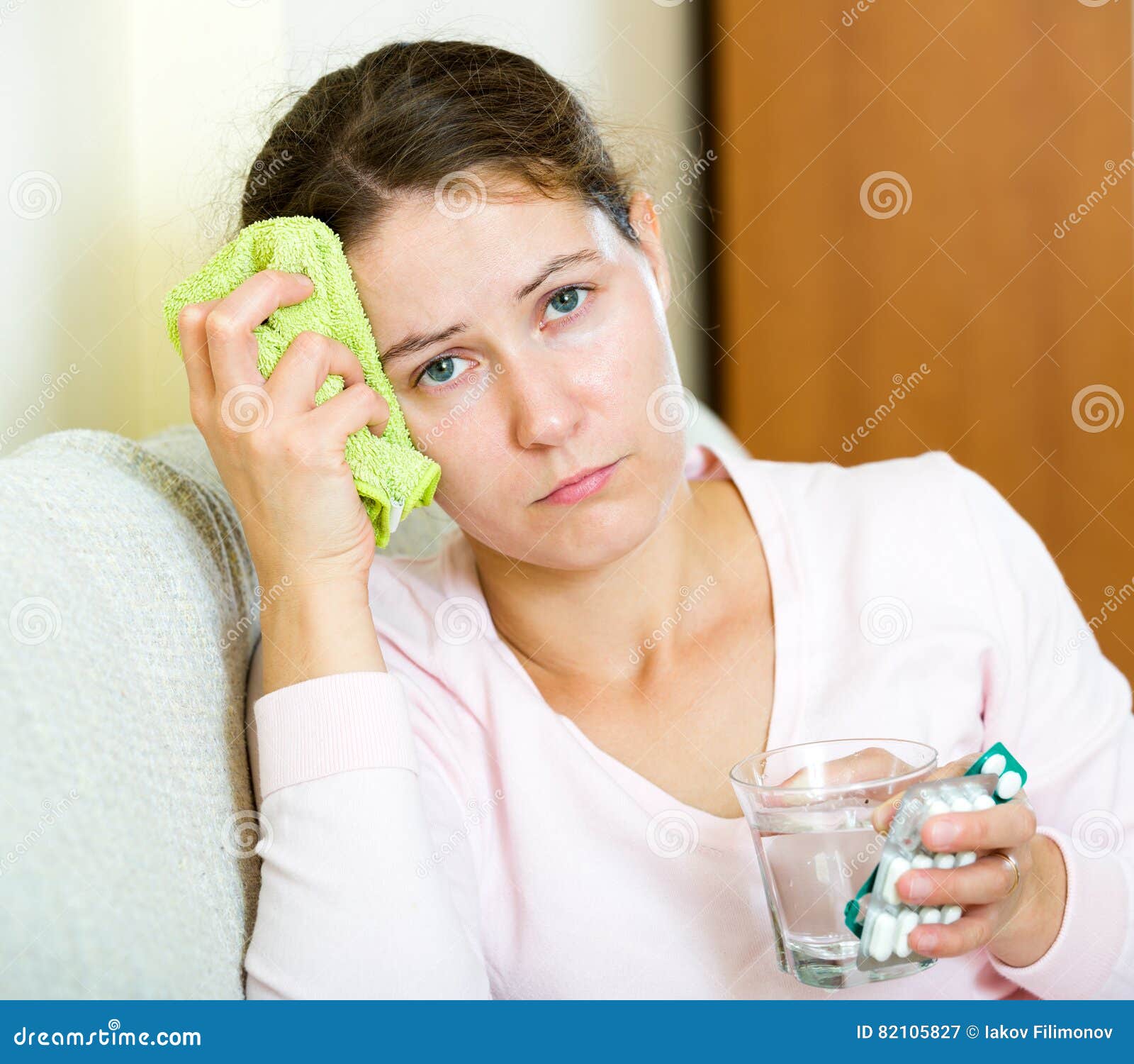 Woman Tired of Problems Having Headache Stock Image - Image of brunette ...