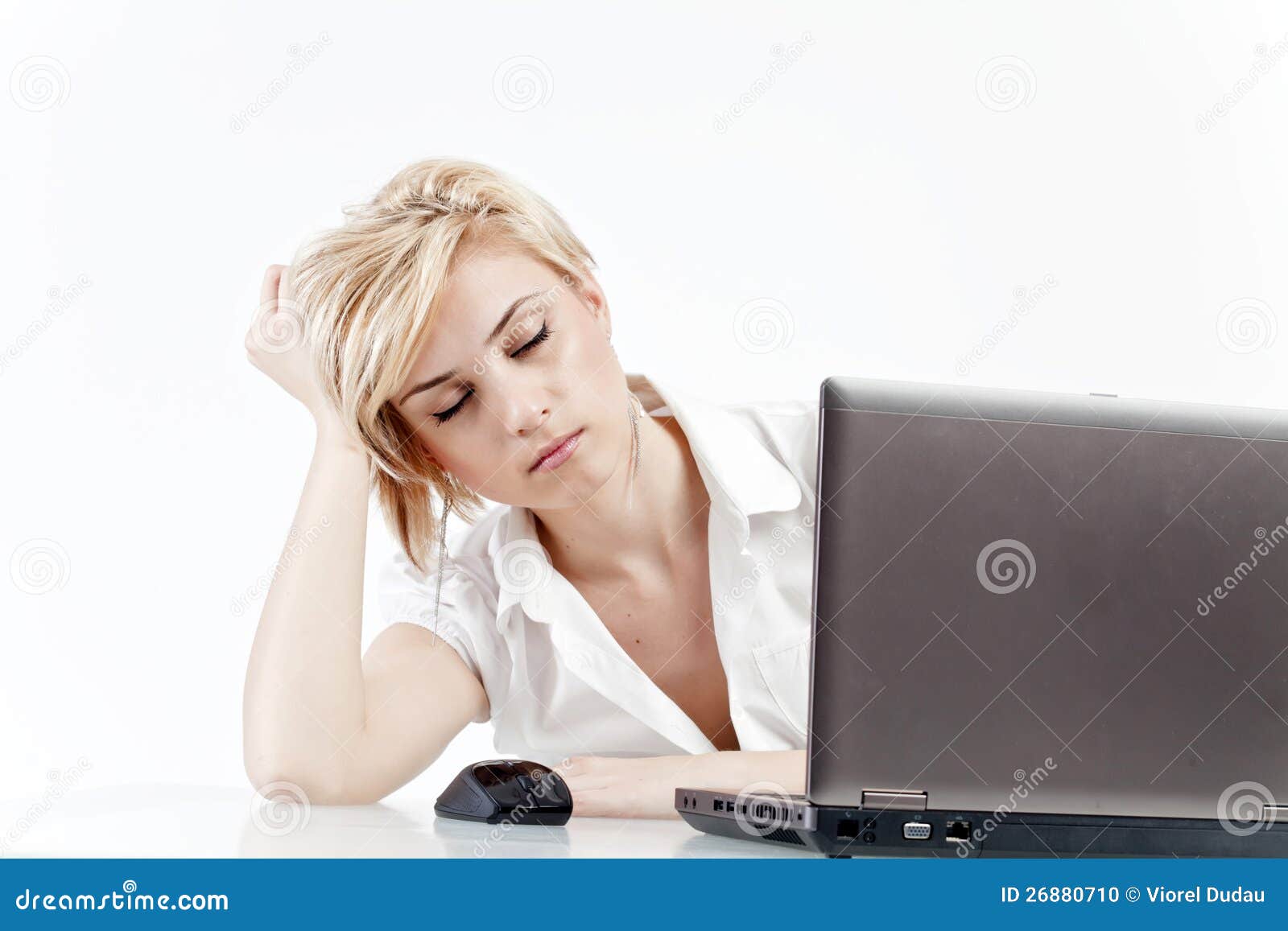 Woman tired at work stock photo. Image of blonde, front - 26880710