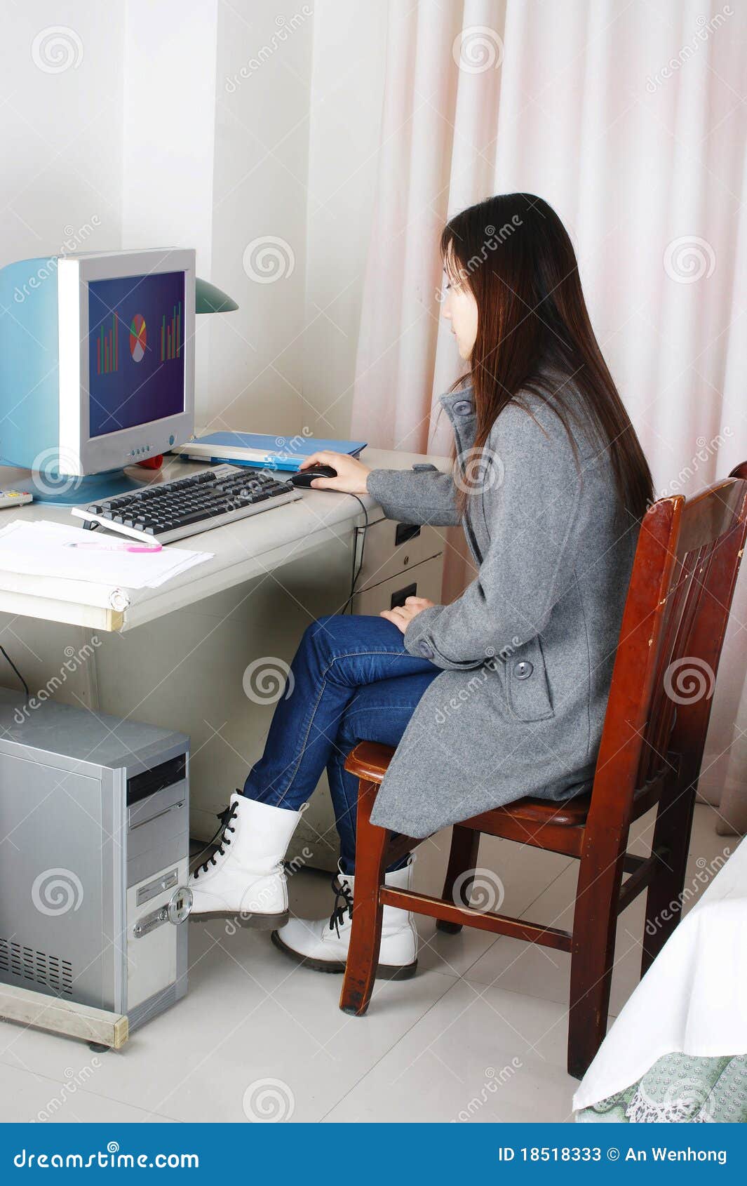 The Woman To Operate a Computer Stock Image - Image of corporate ...