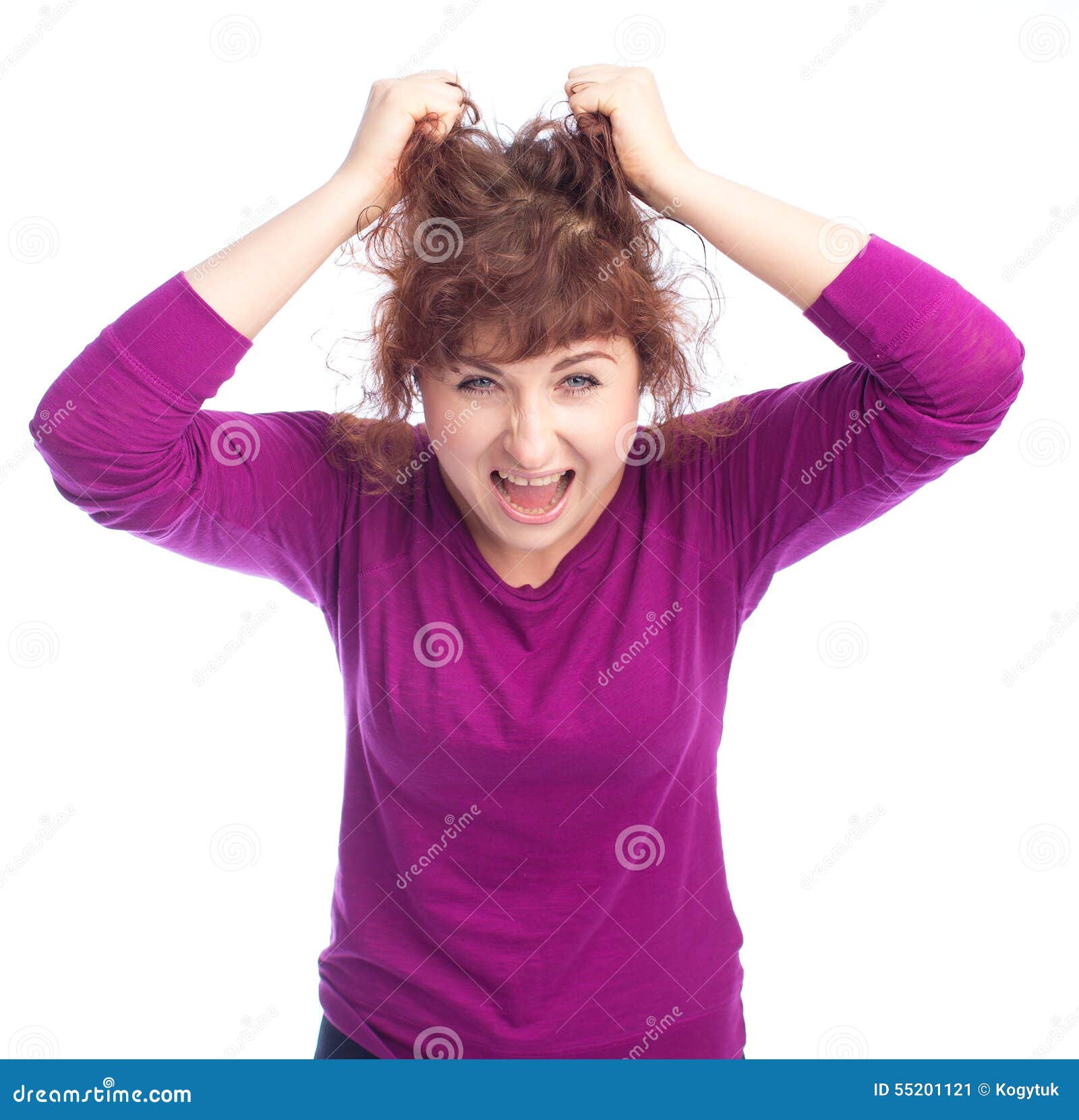 The Woman Took His Head and Screaming Stock Image - Image of pensive ...