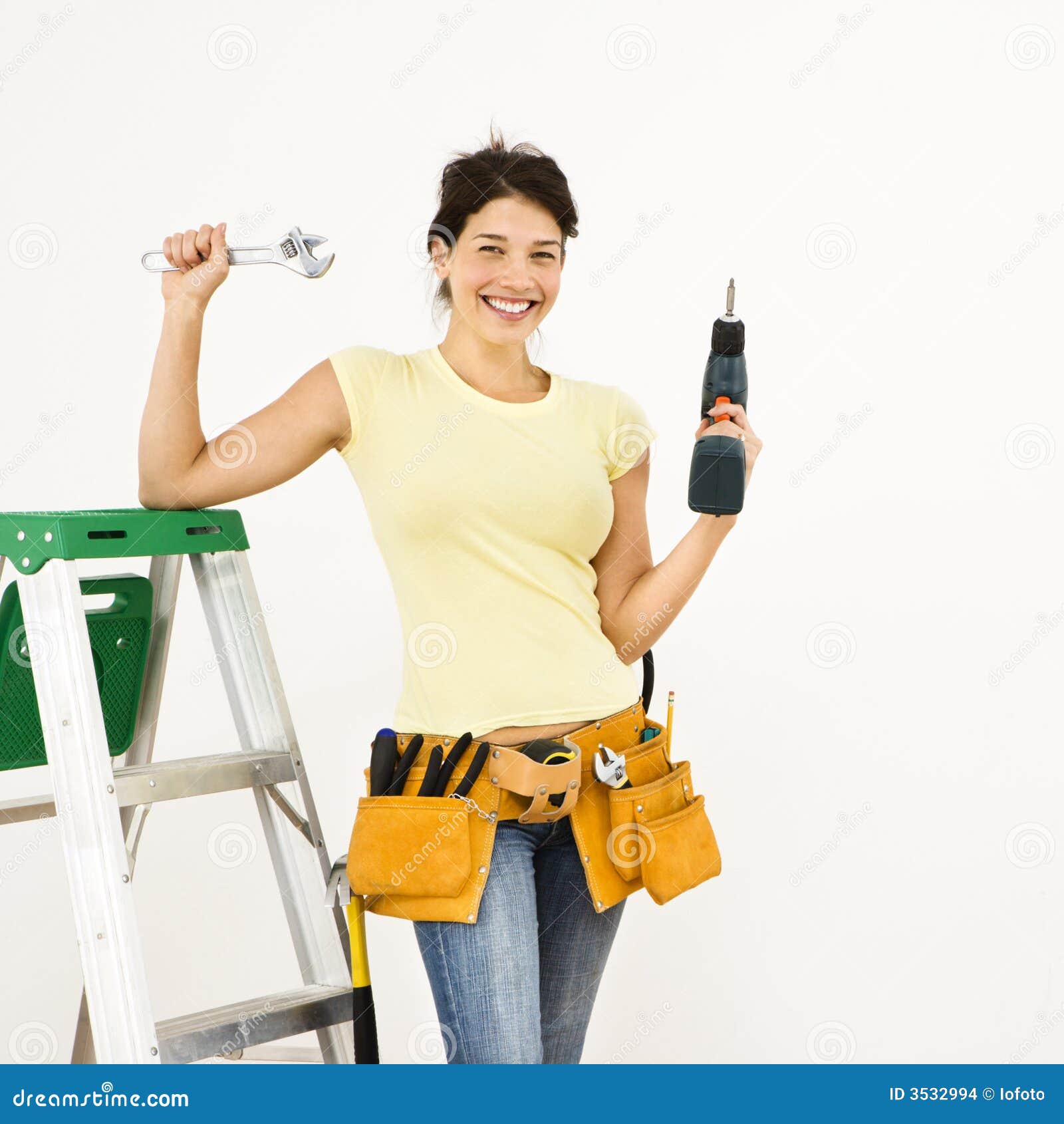 Woman with tools. stock photo. Image of owner, belt, hand - 3532994