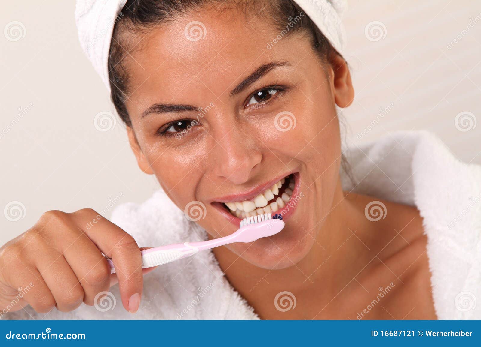 Woman with Toothbrush stock image. Image of white, healthy - 16687121
