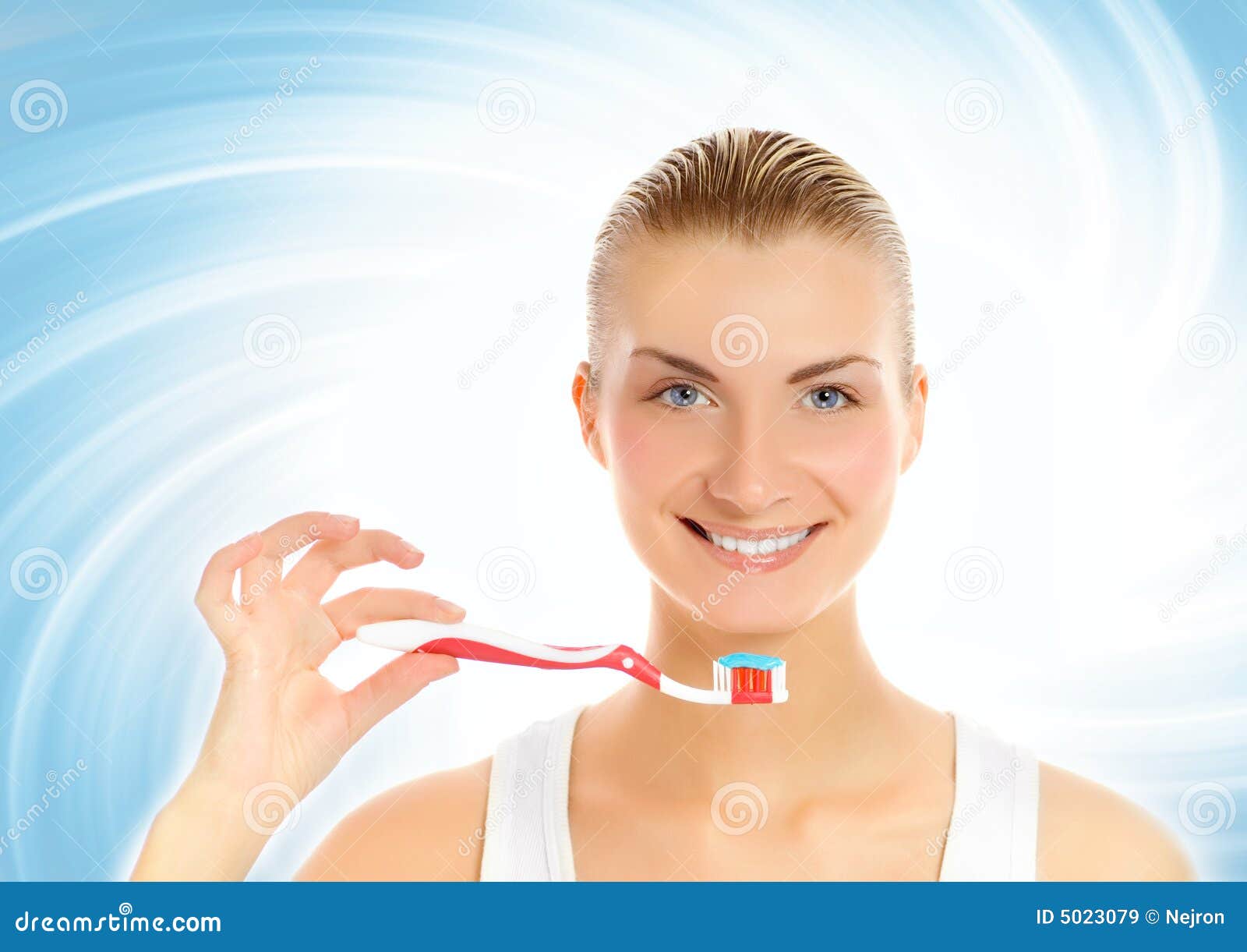 Woman with a toothbrush stock image. Image of healthy - 5023079