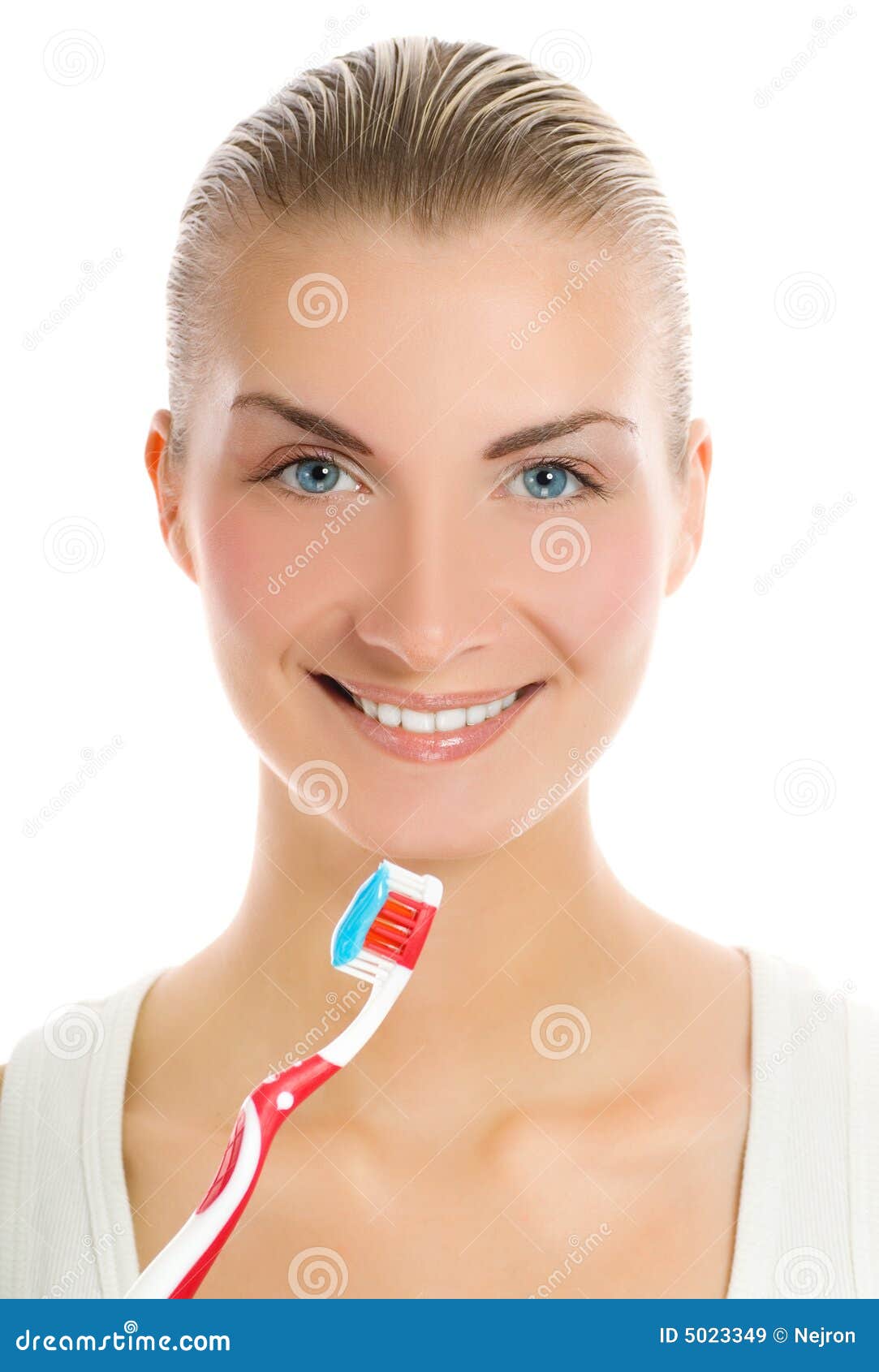 Woman with a toothbrush stock image. Image of concept - 5023349