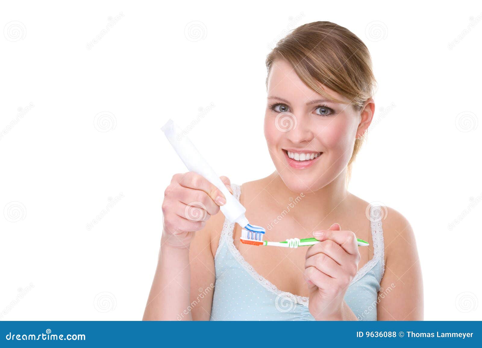Woman with toothbrush stock photo. Image of isolated, health - 9636088