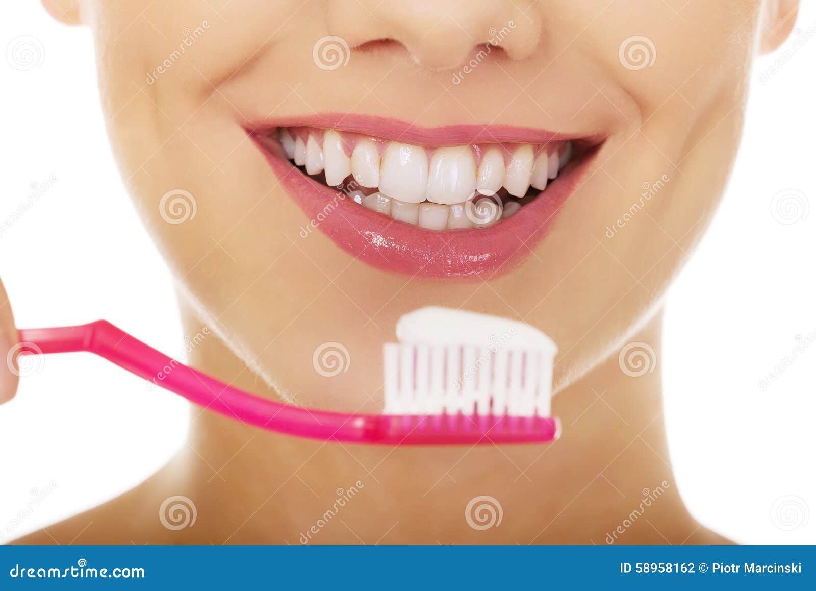 Woman with toothbrush. stock photo. Image of background - 58958162