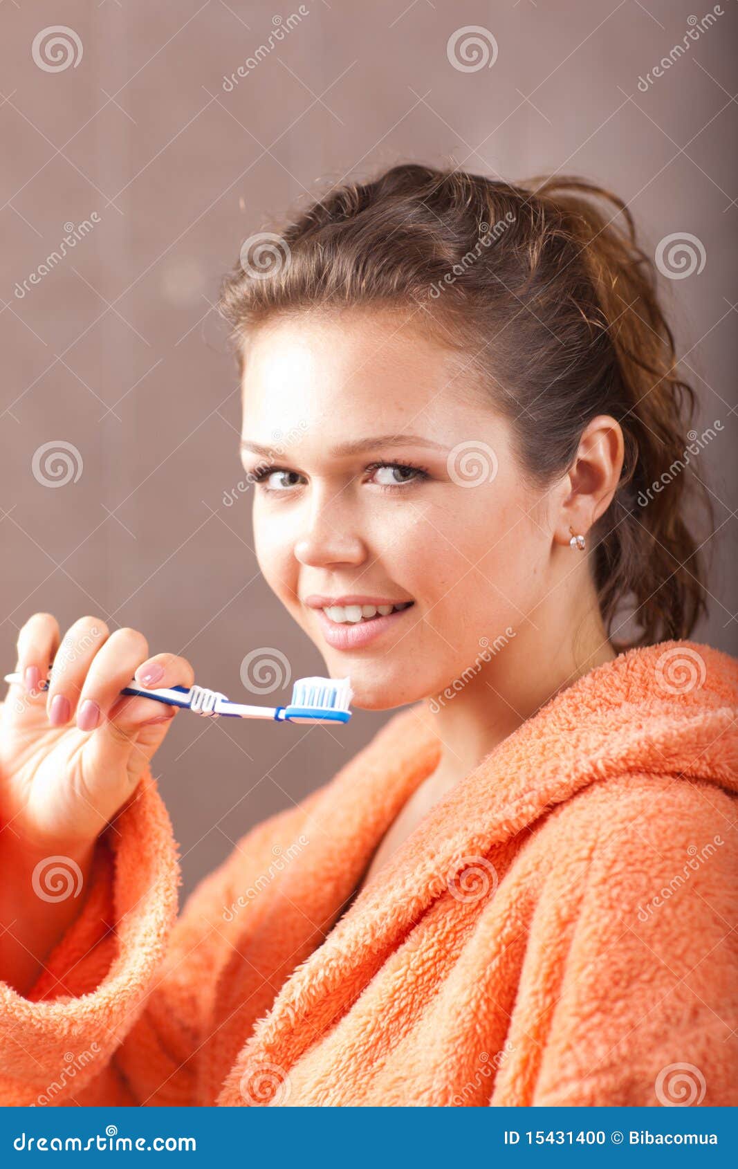 Woman with toothpaste stock photo. Image of caucasian - 15431400