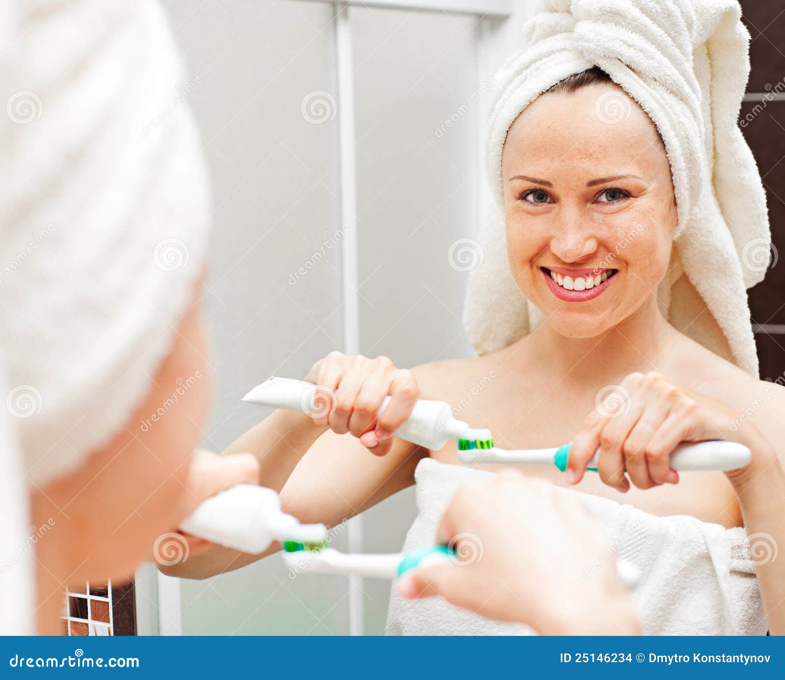 Woman with Toothpaste and Toothbrush Stock Photo - Image of attractive ...