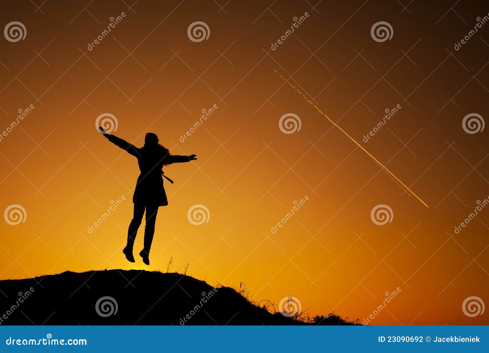 Woman on the top stock photo. Image of landscape, hill - 23090692