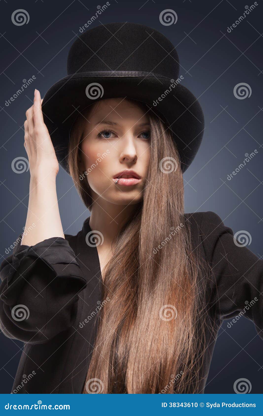 Woman in top hat stock photo. Image of calm, attractive - 38343610