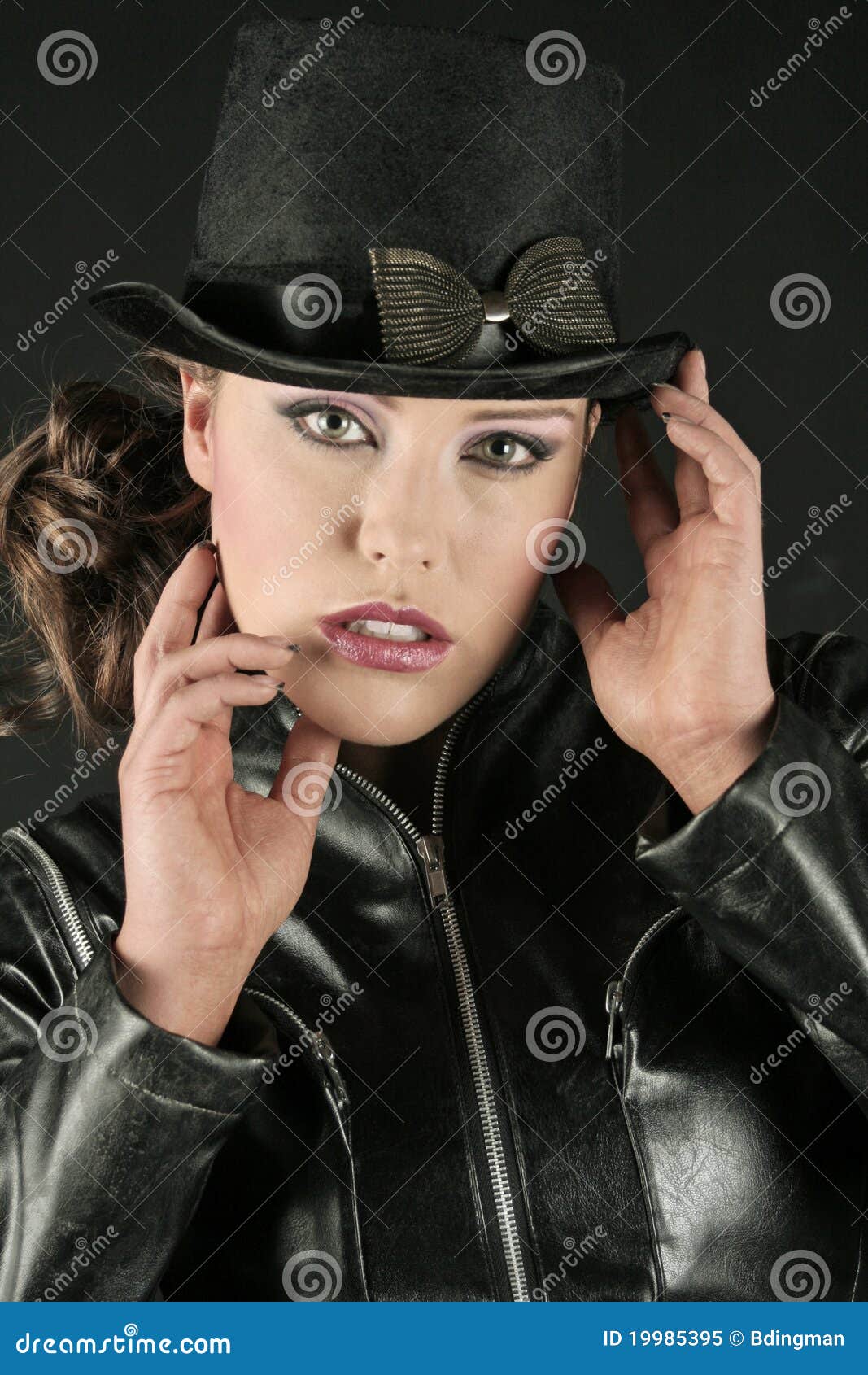 Woman in a Tophat stock image. Image of hair, lady, headshot - 19985395