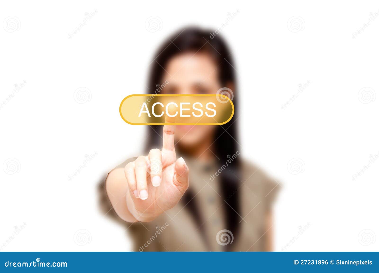Woman Touching on Access Button Stock Photo - Image of caucasian ...