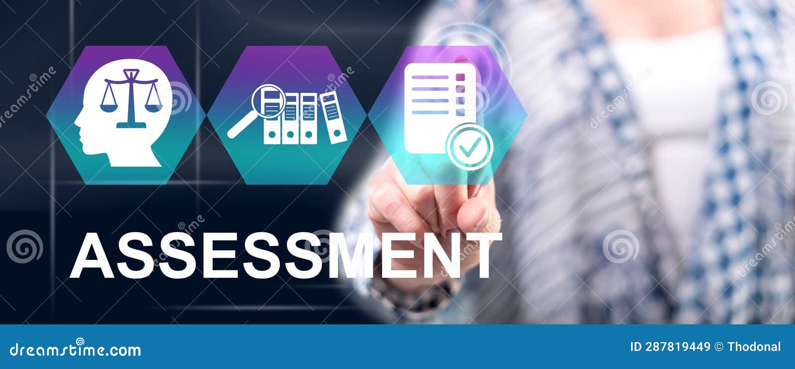 Woman Touching an Assessment Concept Stock Image - Image of research ...