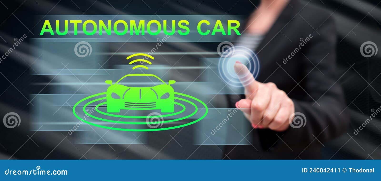 Woman Touching An Autonomous Car Concept Stock Image Image Of Radar