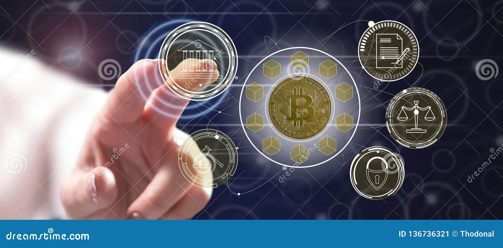 Woman Touching a Bitcoin Regulation Concept Stock Illustration ...