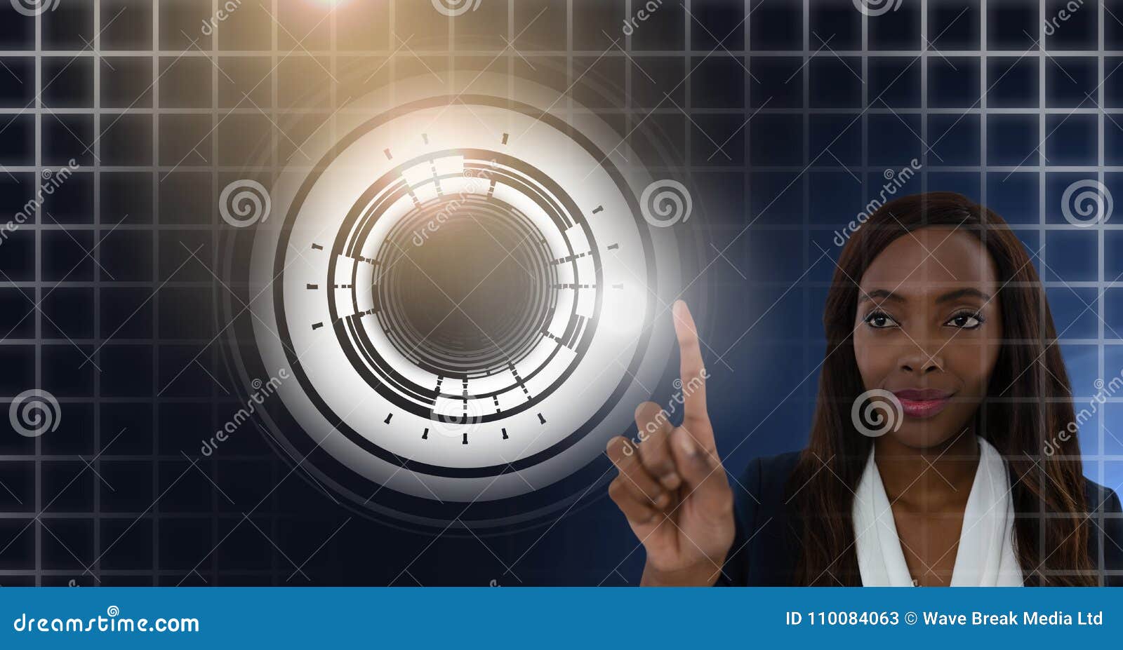 African Woman Touching Circle Interface Stock Photos - Free & Royalty ...
