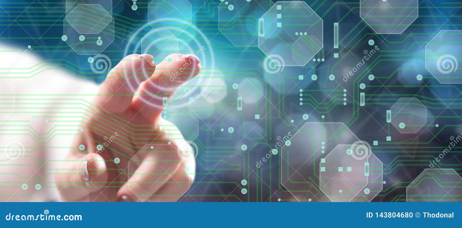 Woman Touching a Digital Technology Concept Stock Photo - Image of ...