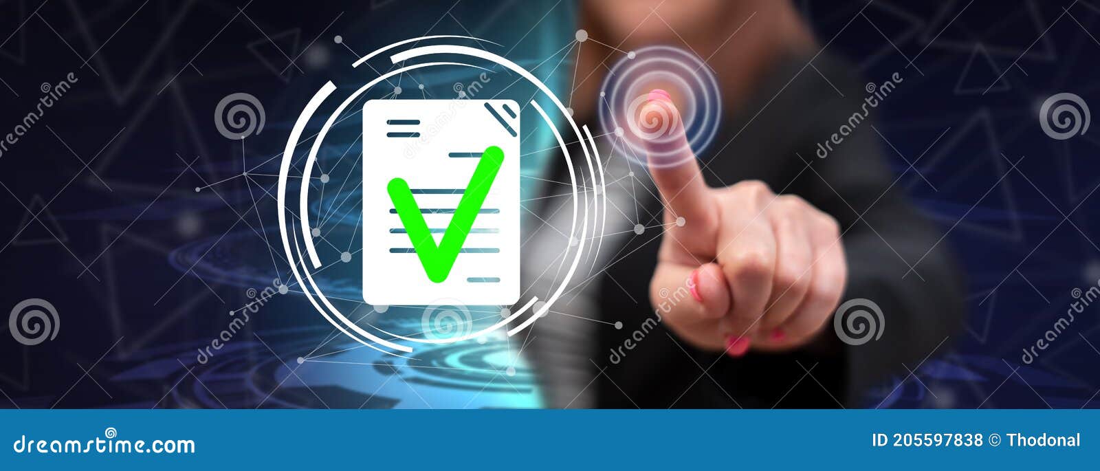 Woman Touching a Document Validation Concept Stock Photo - Image of ...