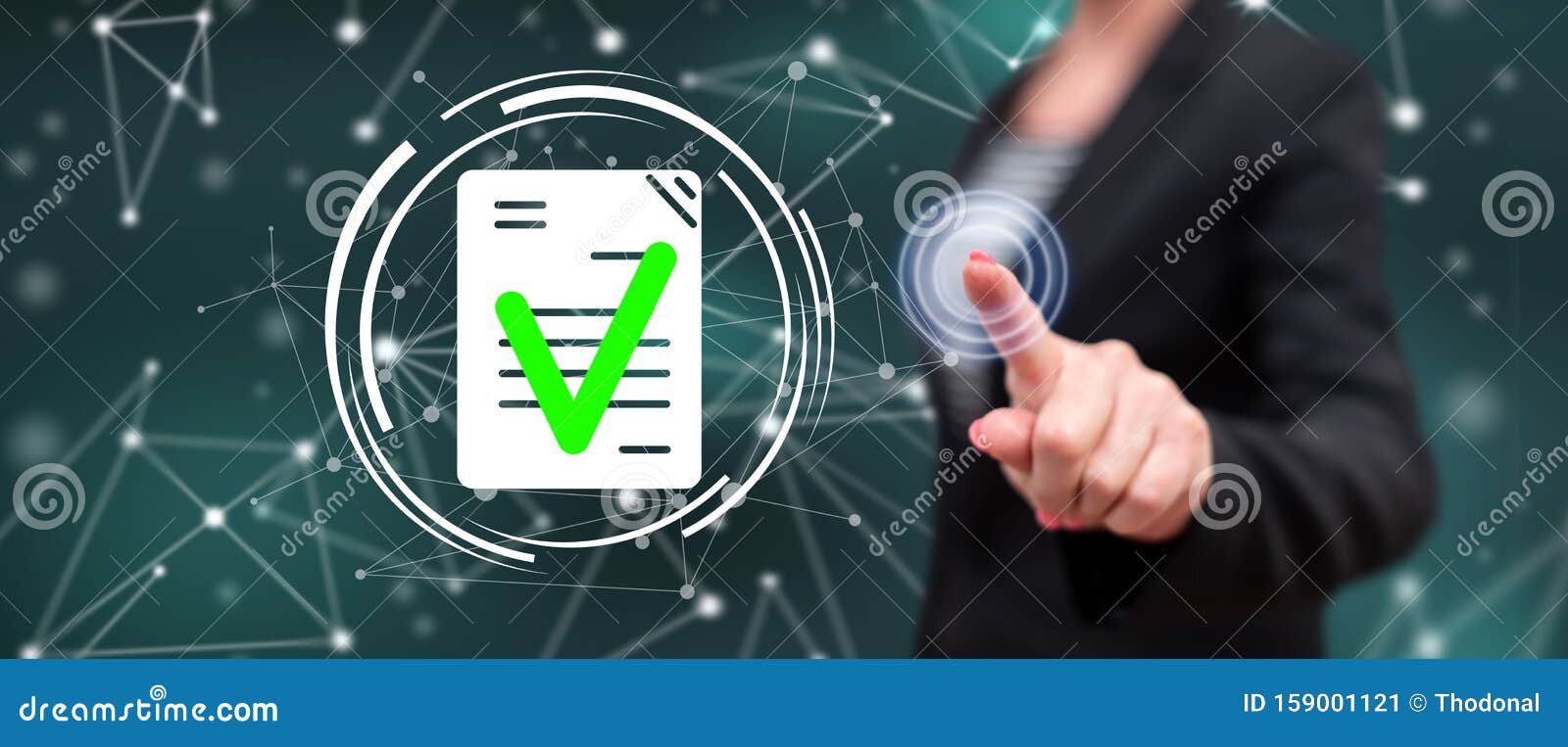 Woman Touching a Document Validation Concept Stock Image - Image of ...