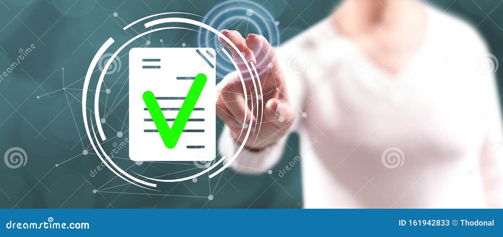 Woman Touching a Document Validation Concept Stock Image - Image of ...