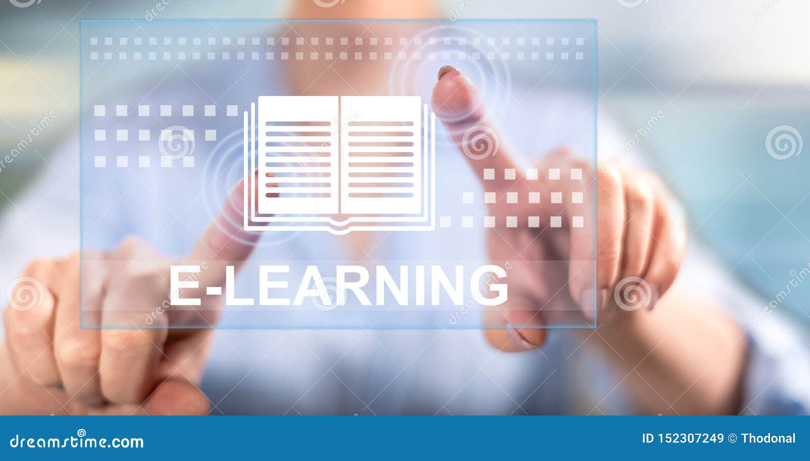 Woman Touching an E-learning Concept Stock Image - Image of learn ...