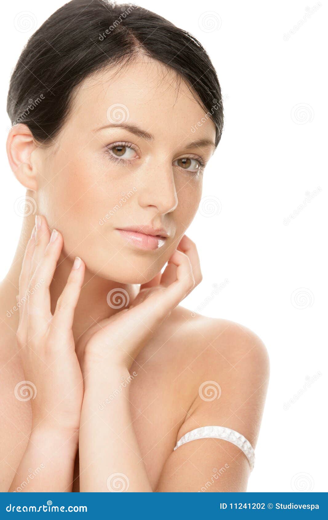 Woman touching face stock photo. Image of girl, chin - 11241202