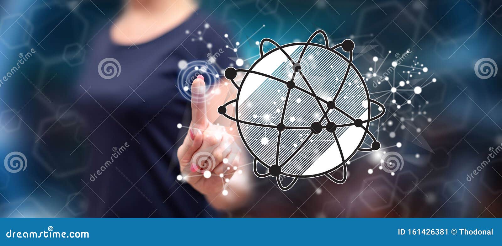 Woman Touching a Global Network Concept Stock Image - Image of person ... Woman Touching a Global Network Concept Stock Image - Image of person ...