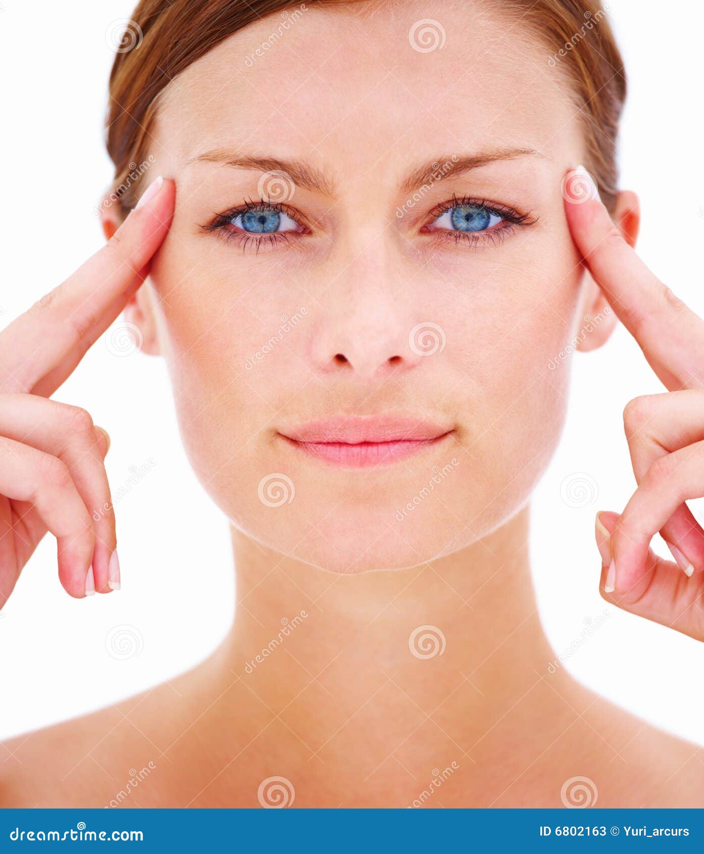 Woman Touching Head Indicating Headache Stock Image - Image of face ...