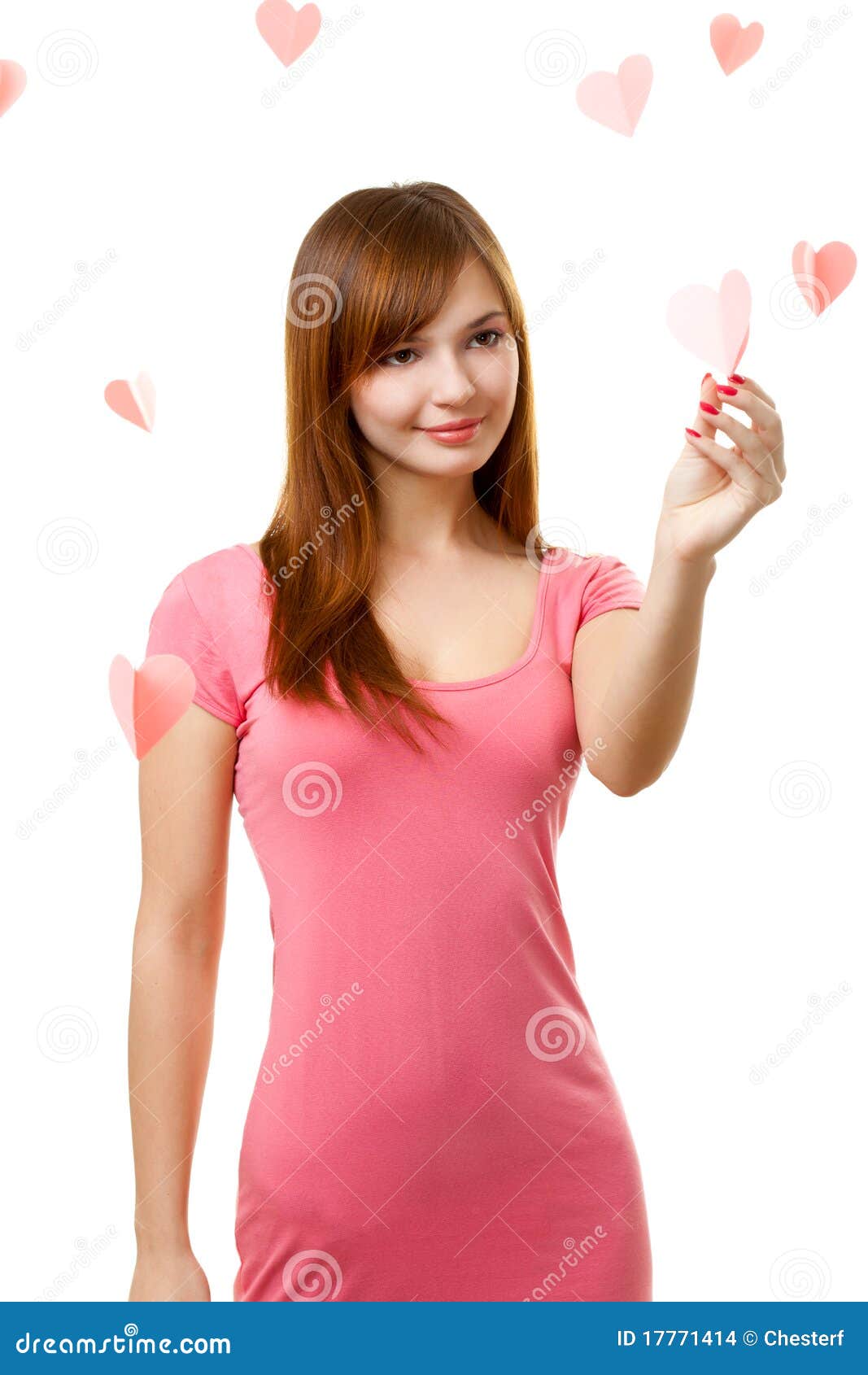 Woman touching heart shape stock photo. Image of girl - 17771414