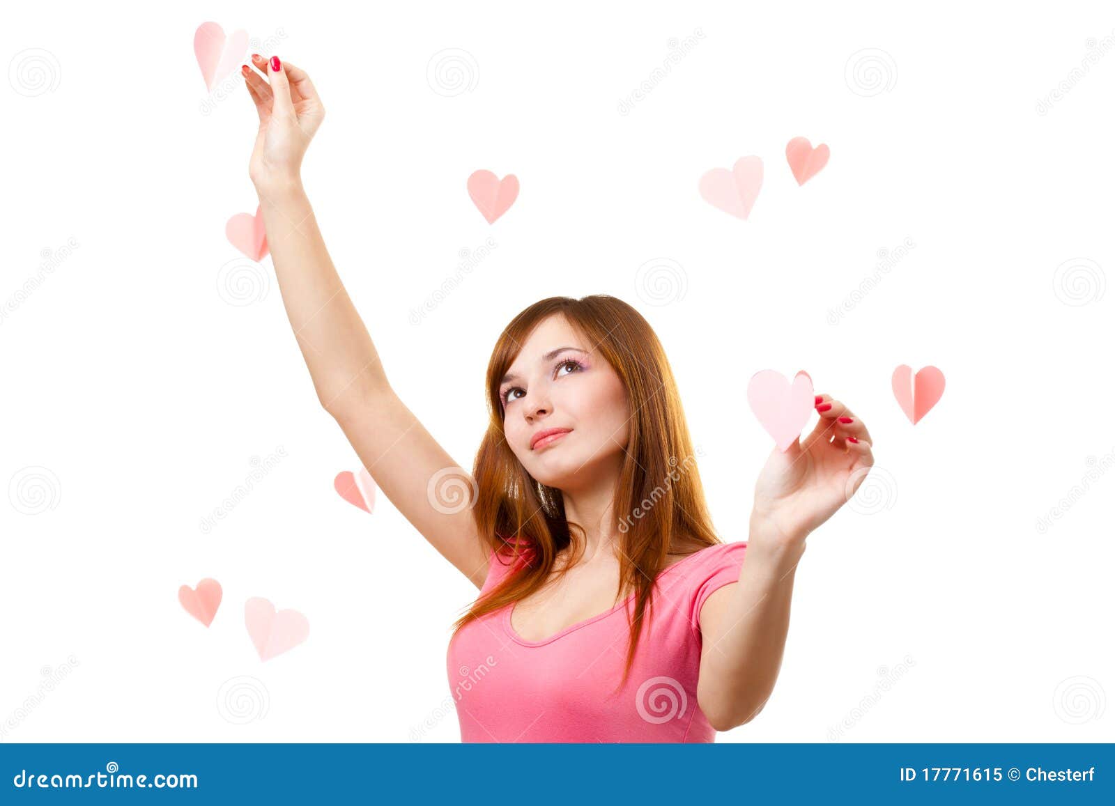Woman touching heart shape stock image. Image of romantic - 17771615