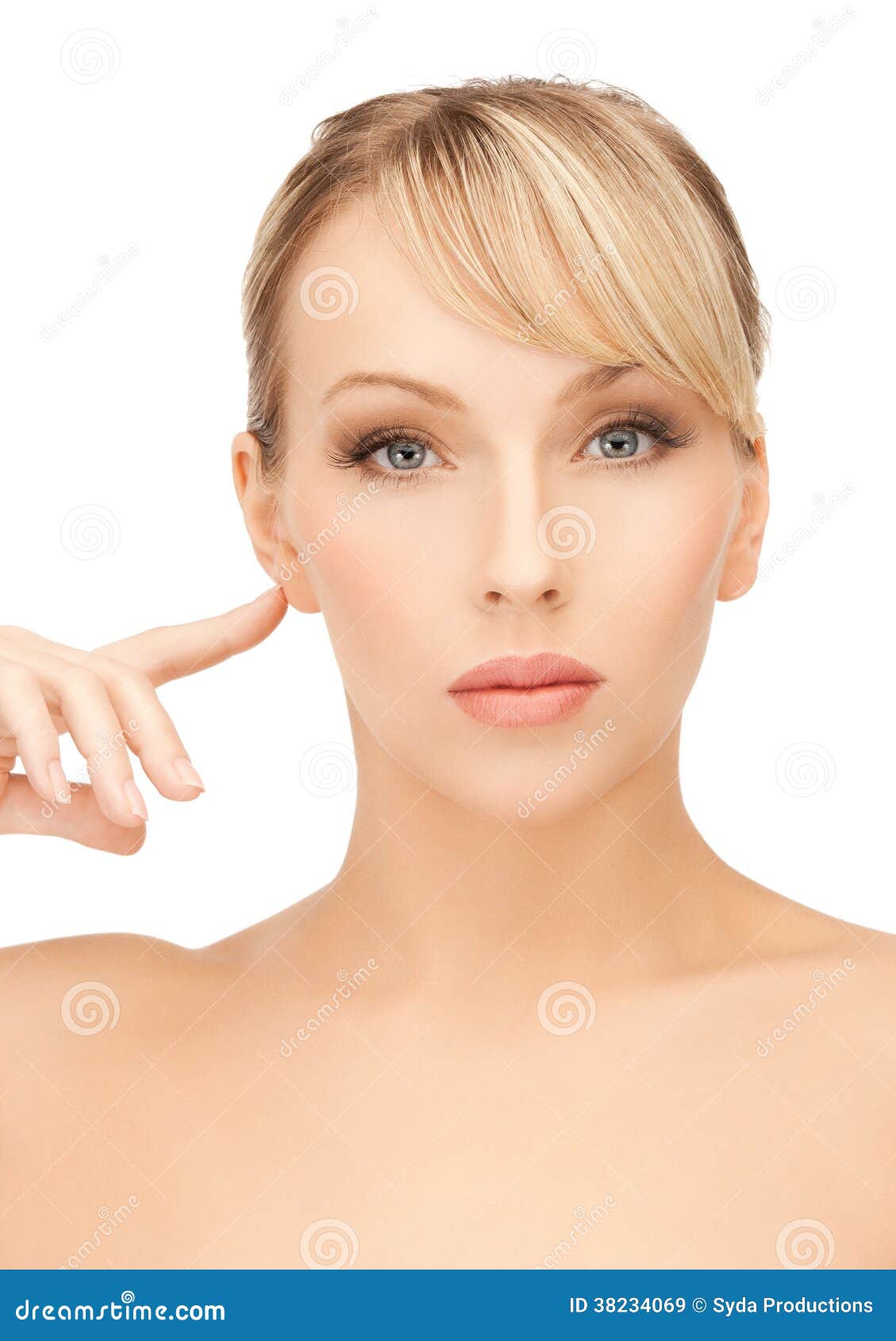 Woman touching her ear stock image. Image of care, freshness - 38234069