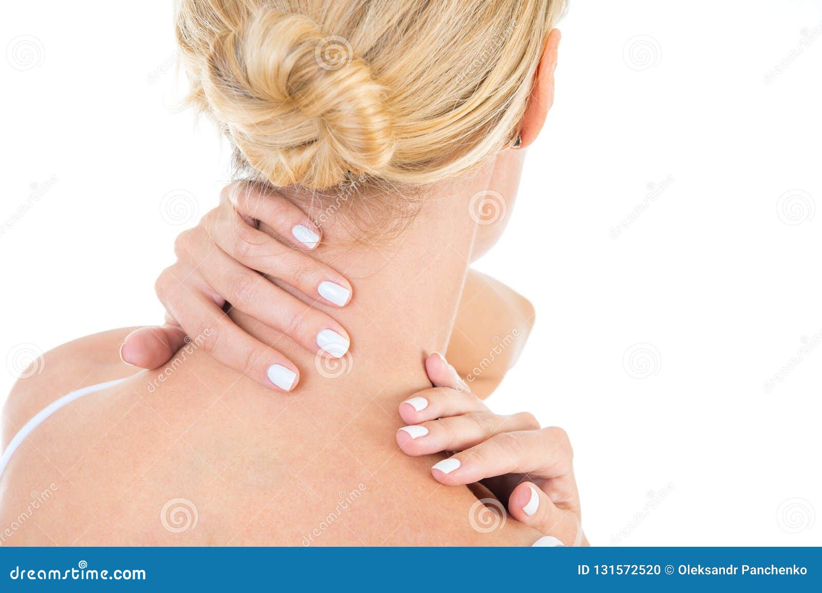 A woman touching her neck stock photo. Image of femininity - 131572520