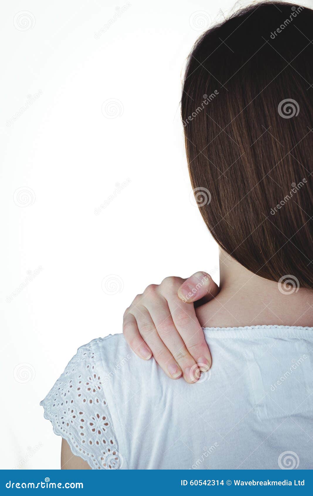 Woman Touching Her Sore Shoulder Stock Photo - Image of suffering ...