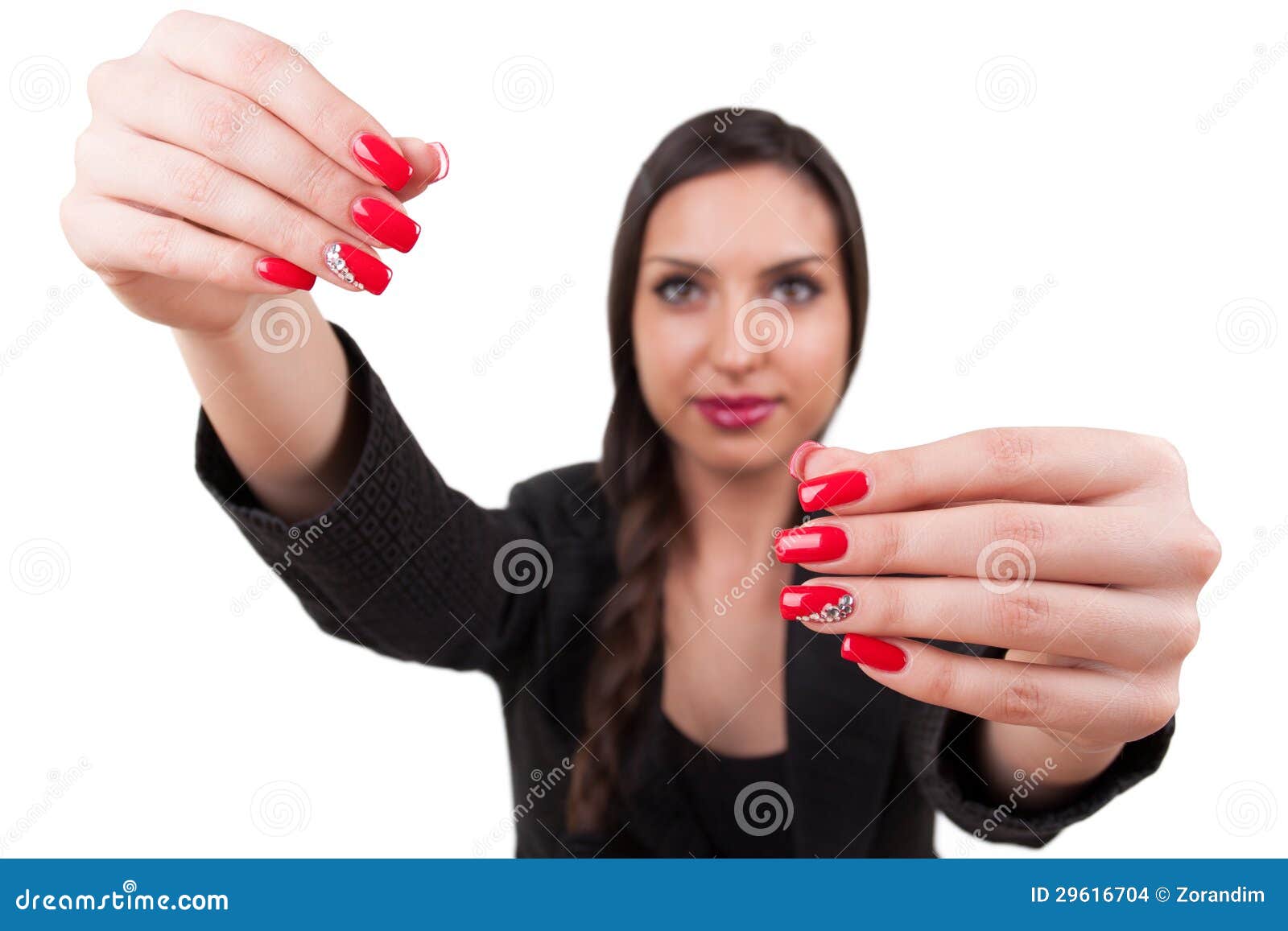 Woman Touching an Imaginary Screen Stock Photo - Image of person ...