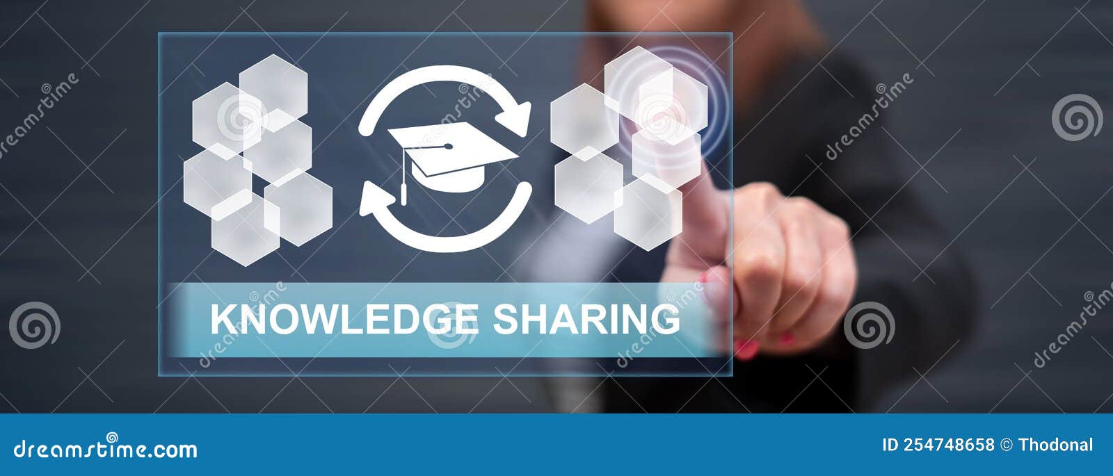 Woman Touching a Knowledge Sharing Concept Stock Photo - Image of ...