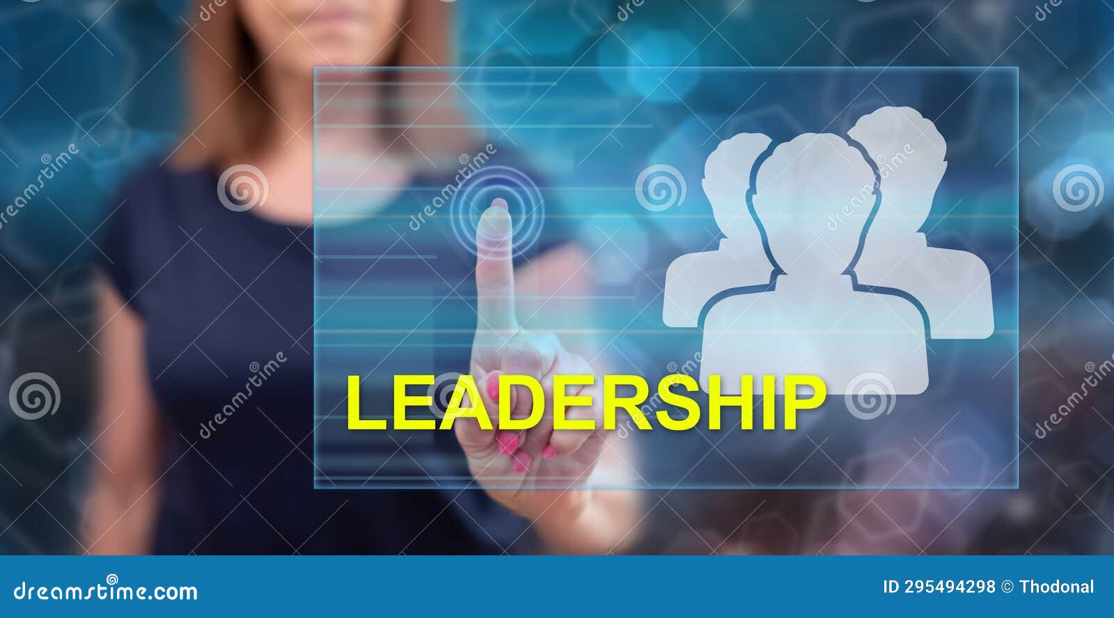 Woman Touching a Leadership Concept Stock Photo - Image of team, touch: 295494298