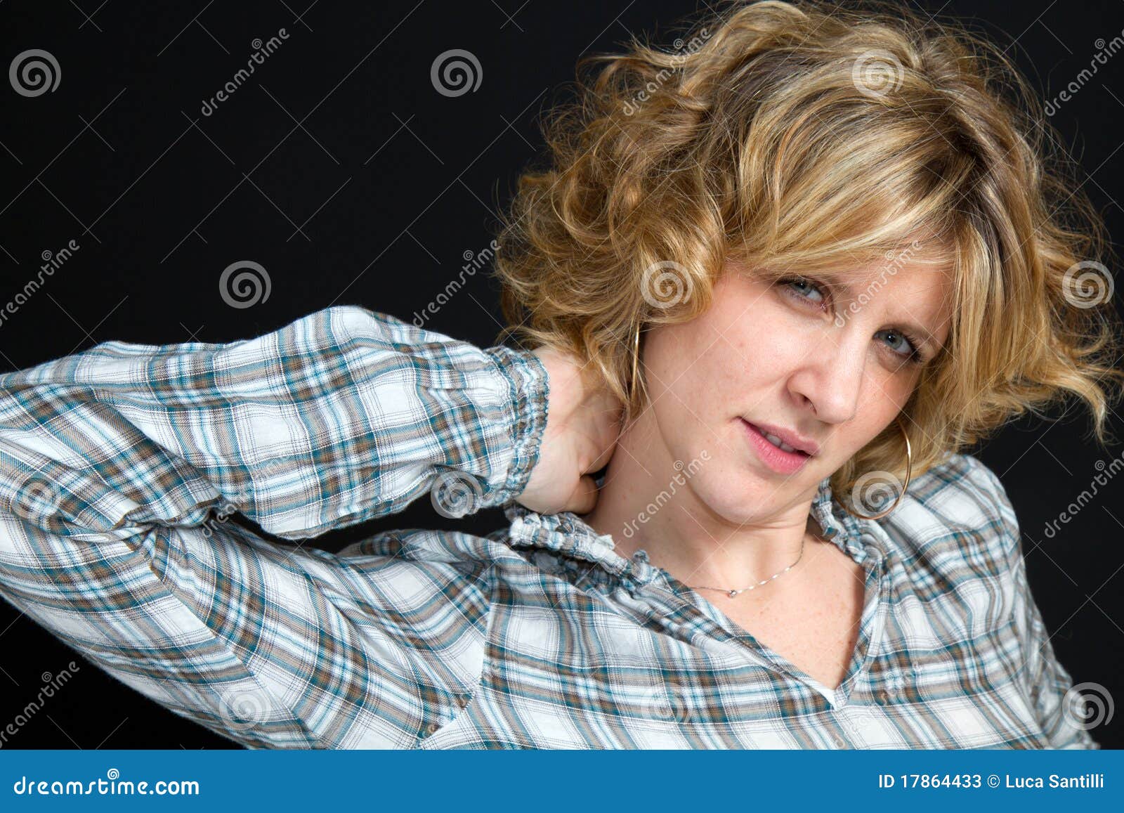 Woman touching neck stock image. Image of lady, neck - 17864433