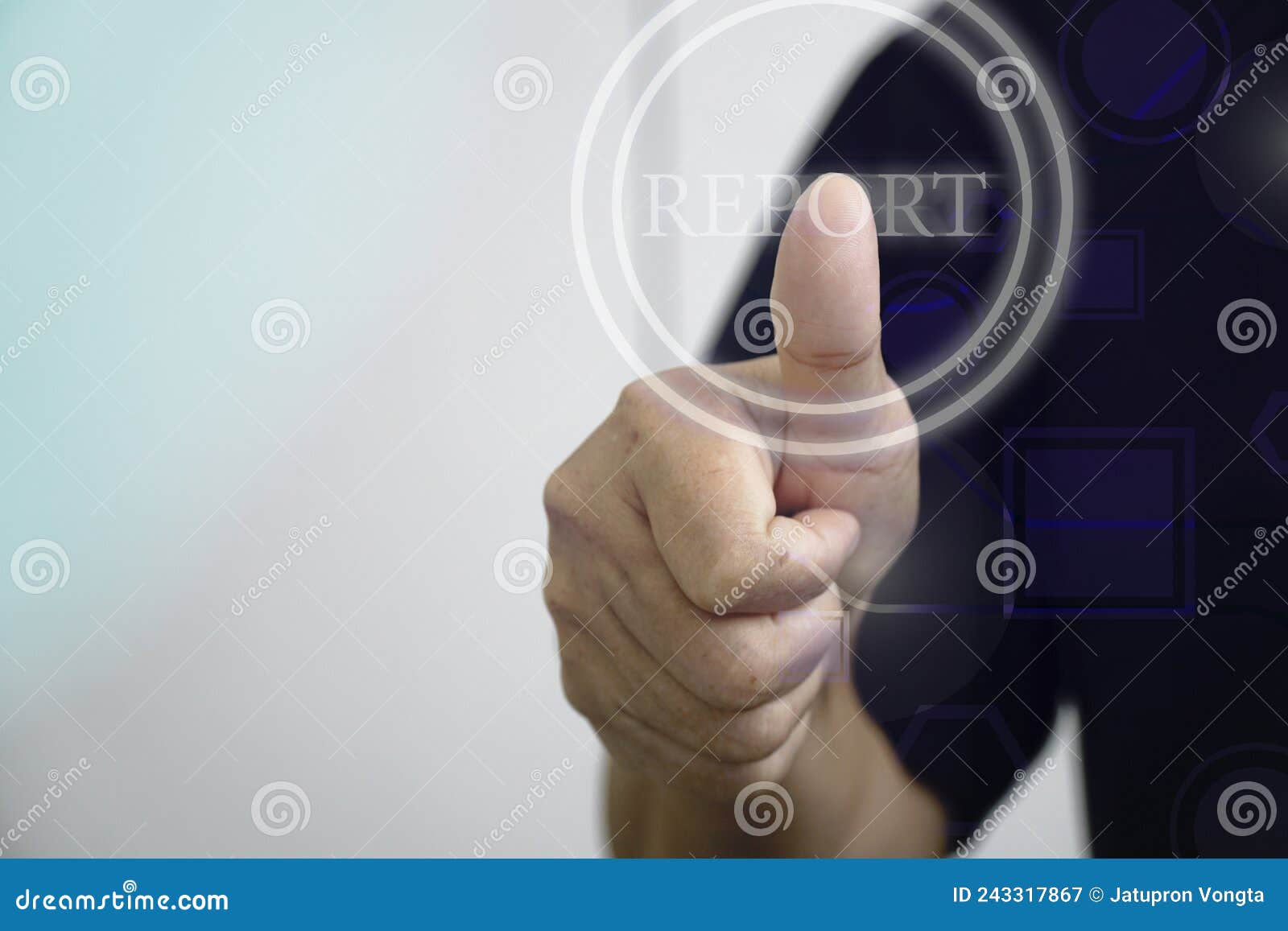Woman Touching Report Sign on Virtual Screen Stock Image - Image of ...