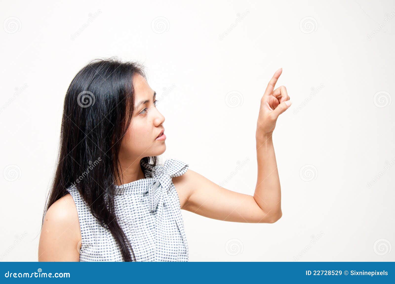 Woman touching on screen stock image. Image of corporate - 22728529