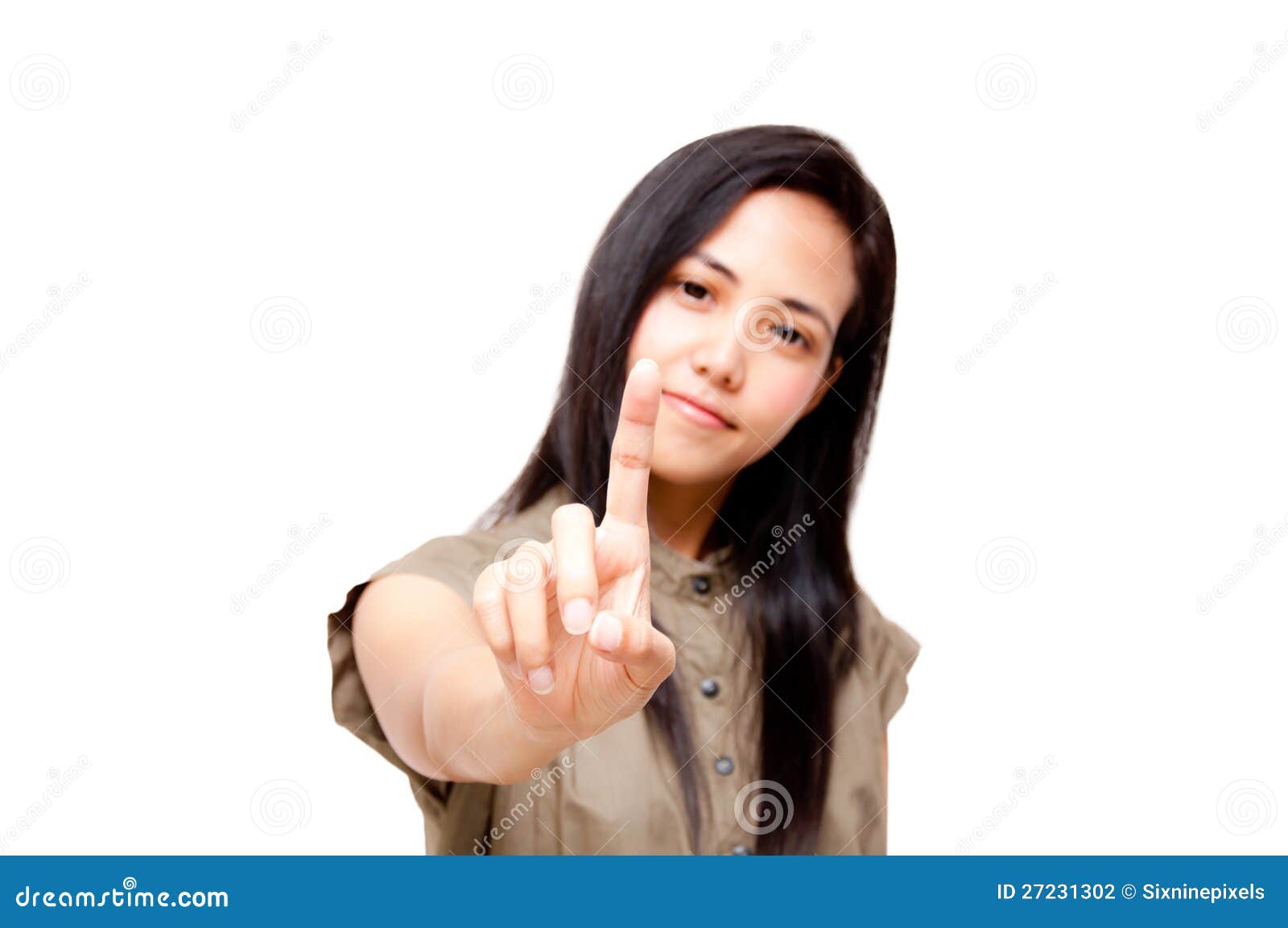 Woman touching on screen stock photo. Image of graphic - 27231302