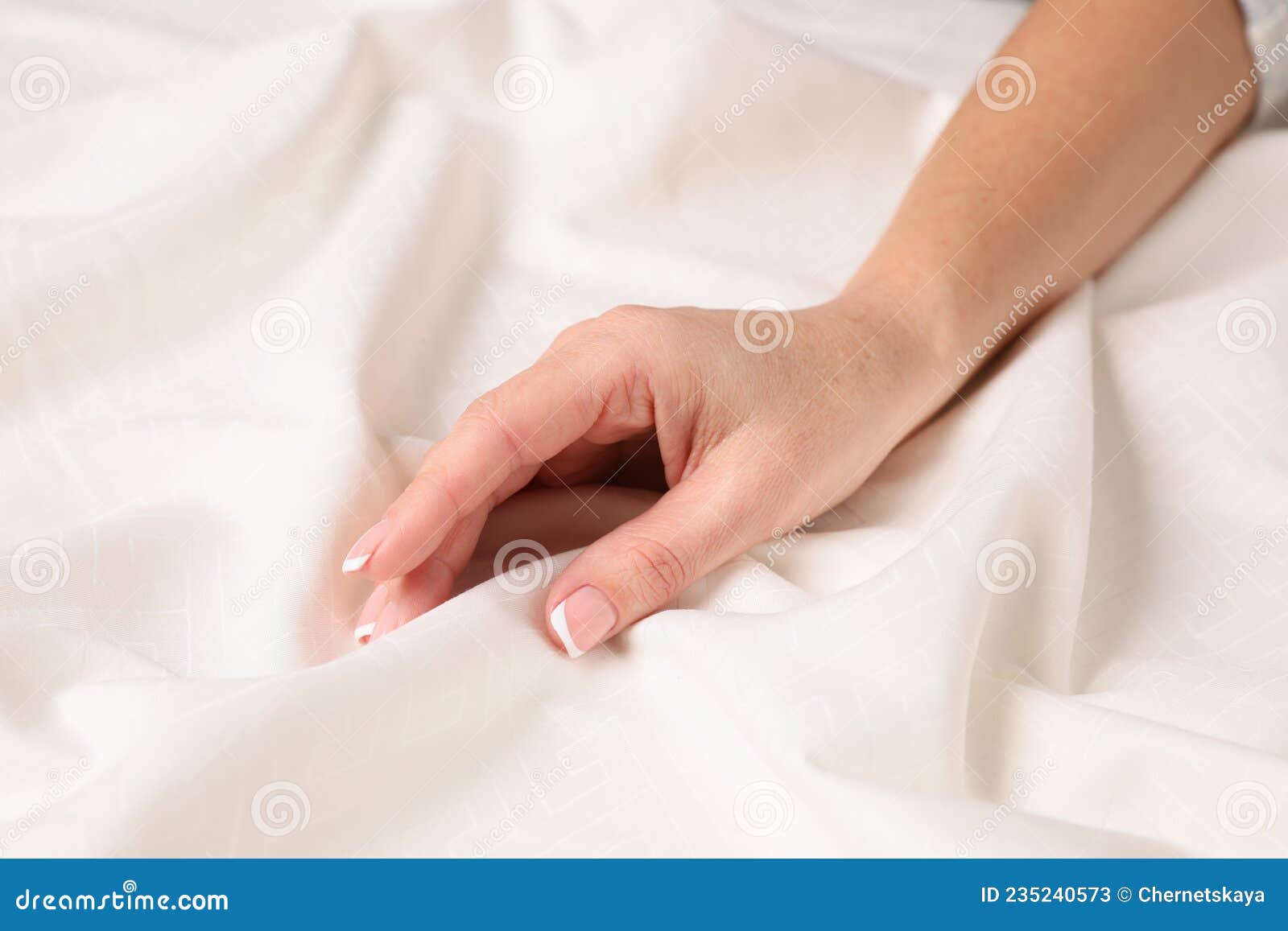 Woman Touching Smooth Silky Fabric, Closeup View Stock Image - Image of ...