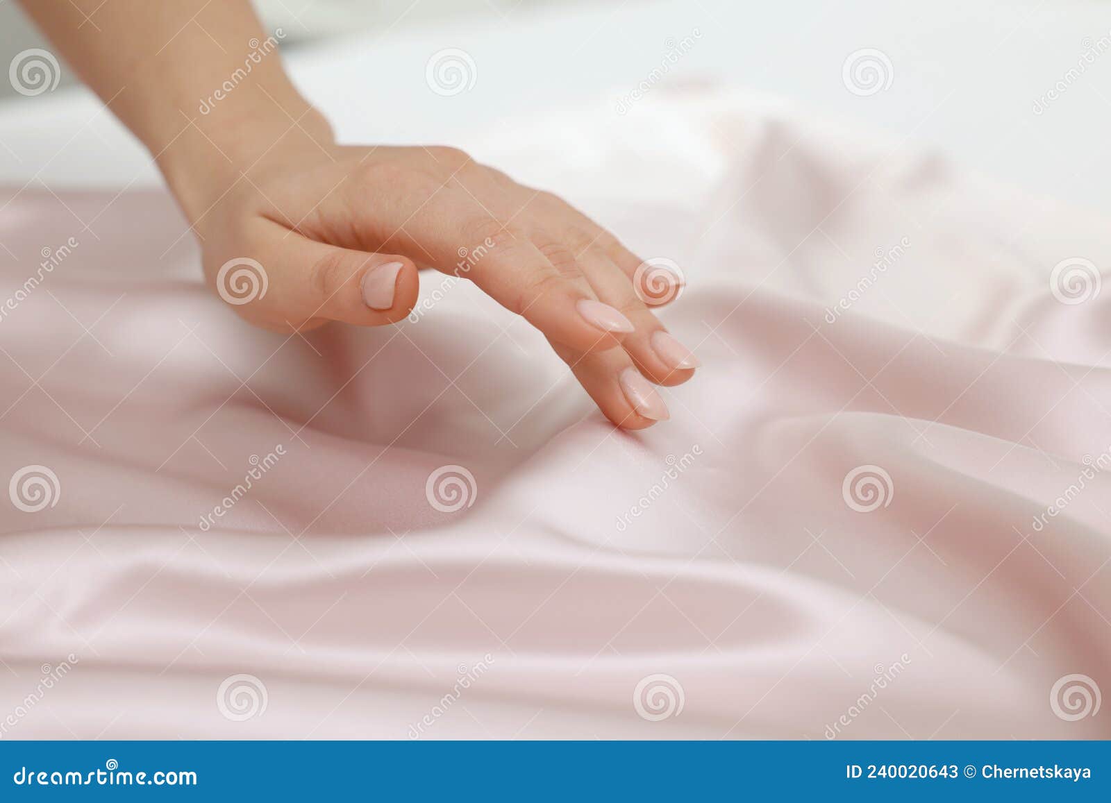 Woman Touching Smooth Silky Fabric, Closeup View Stock Image - Image of ...