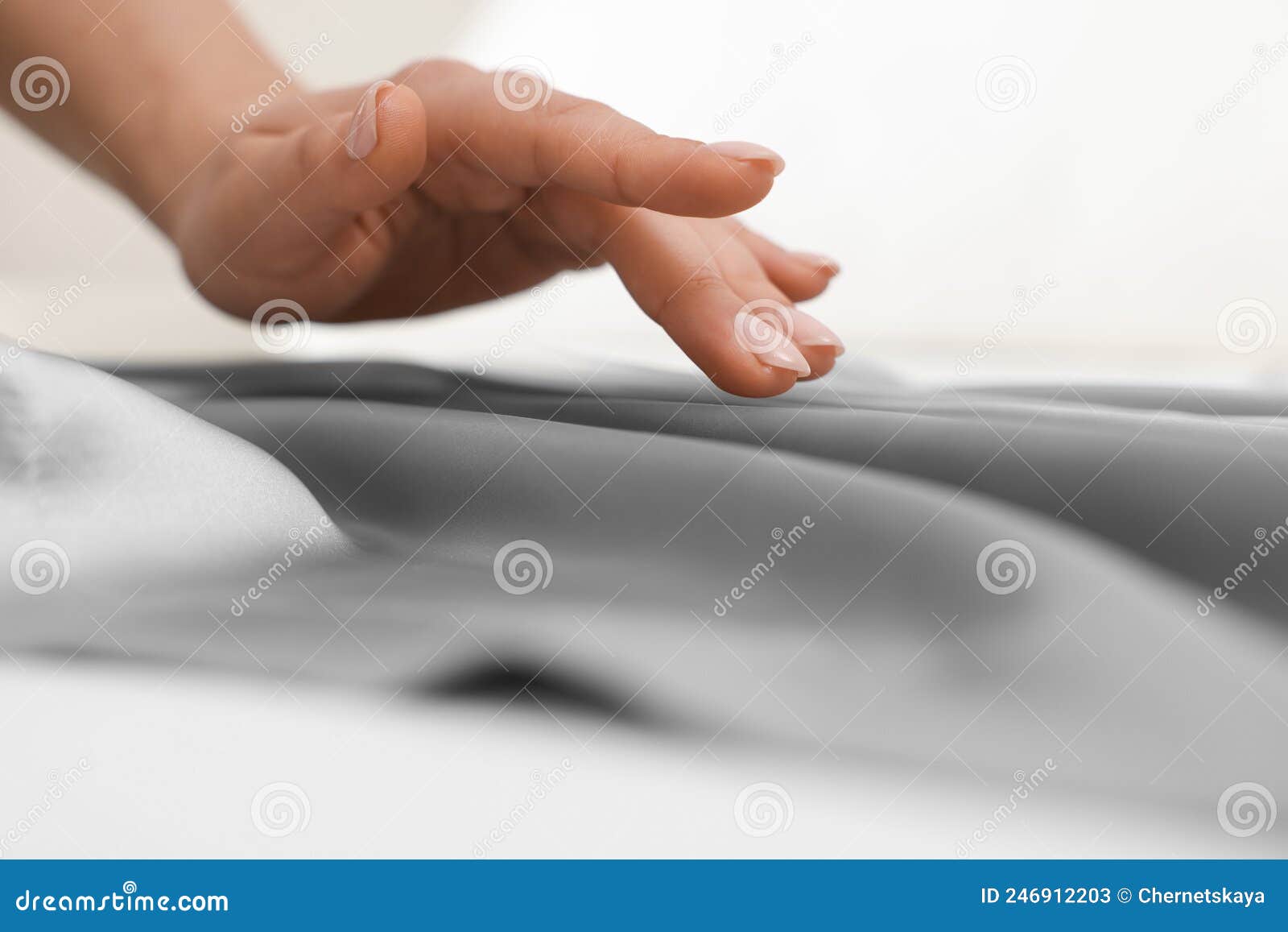 Woman Touching Smooth Silky Fabric, Closeup View Stock Image - Image of ...