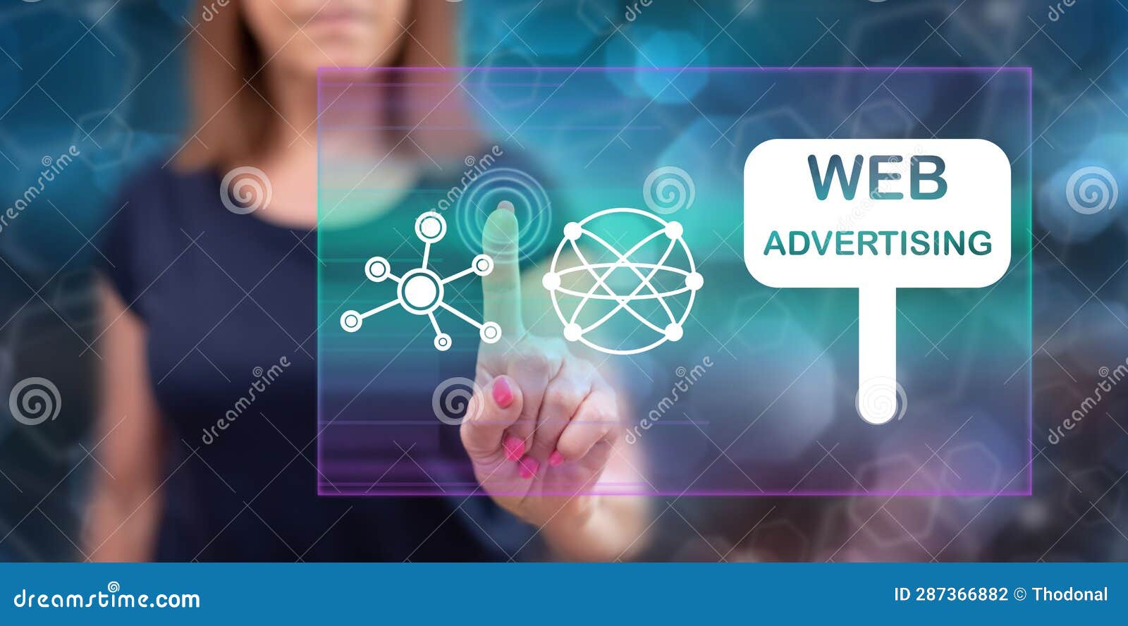 Woman Touching a Web Advertising Concept Stock Photo - Image of ...