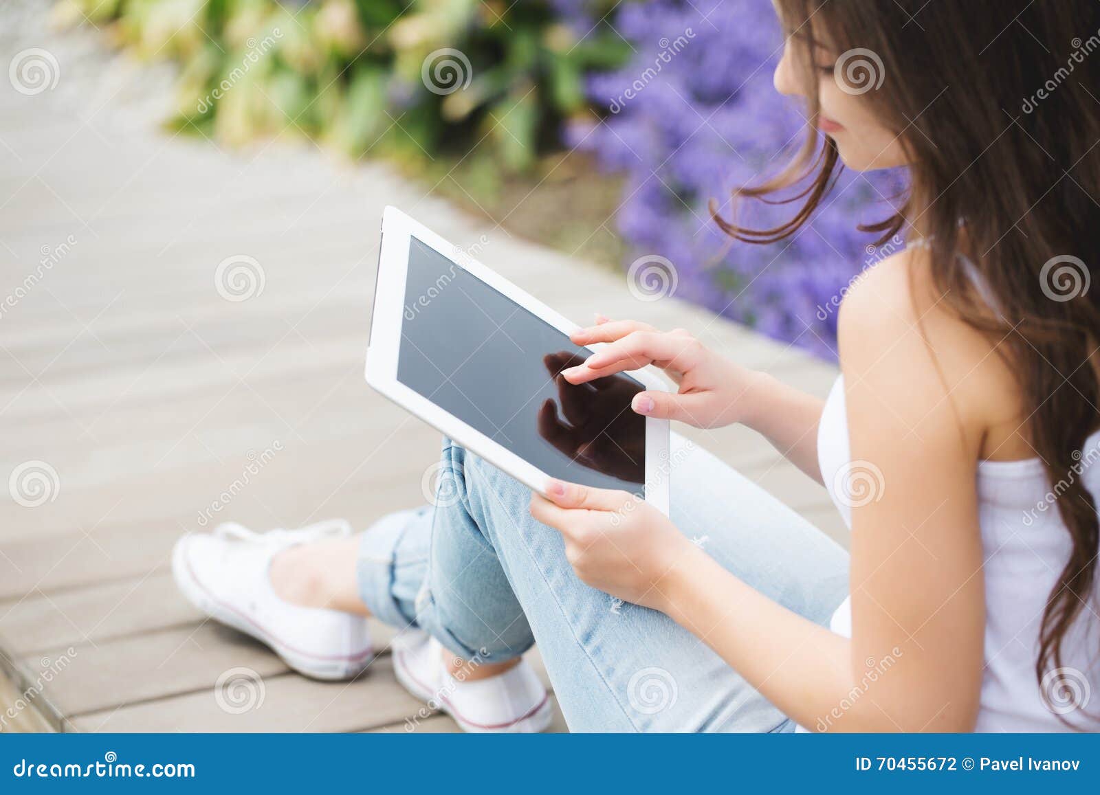 Woman with Touchpad Close Up. Stock Photo - Image of internet, people ...