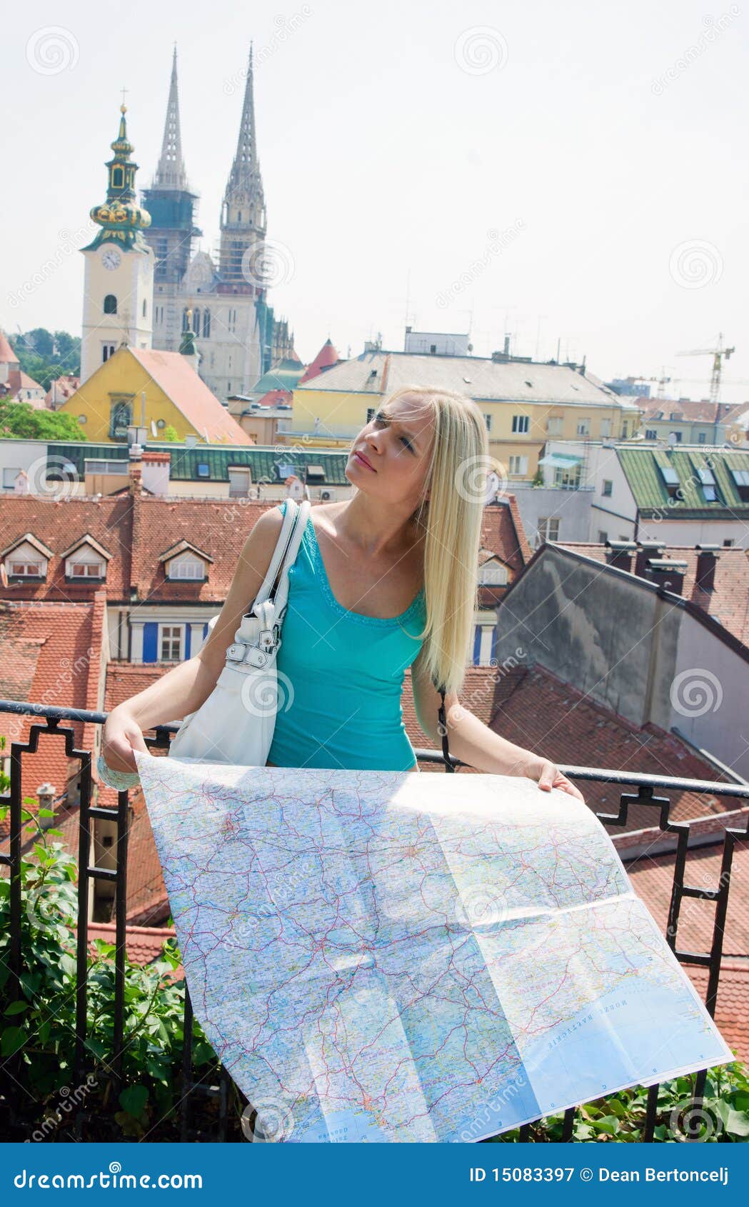 Woman tourist stock image. Image of woman, planing, female - 15083397