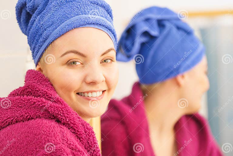 Woman In Towel After Shower Stock Image Image Of Beautiful Pure