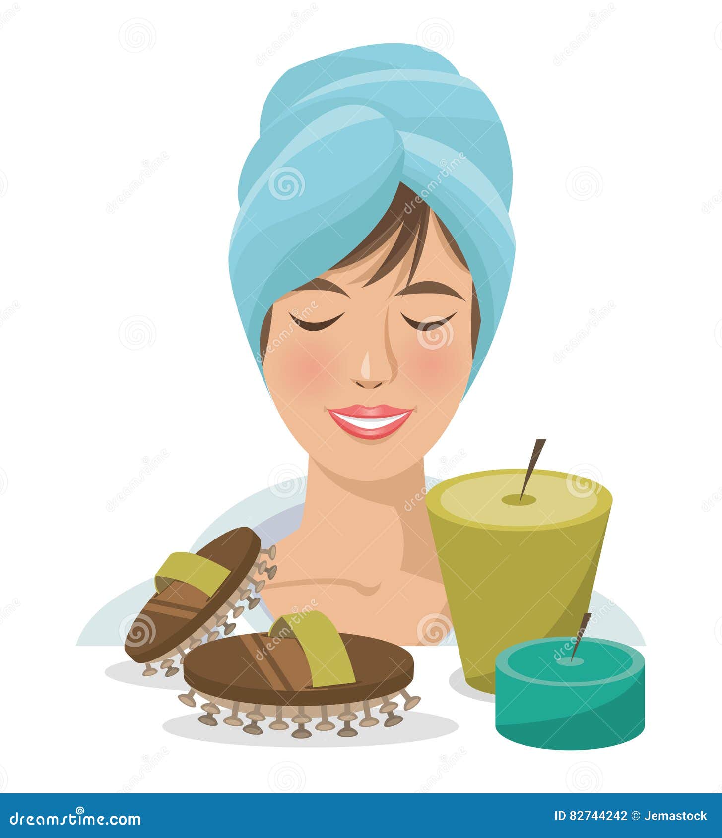 Woman With A Towel On The Head After Shower Or Bath. Beautiful Women ...