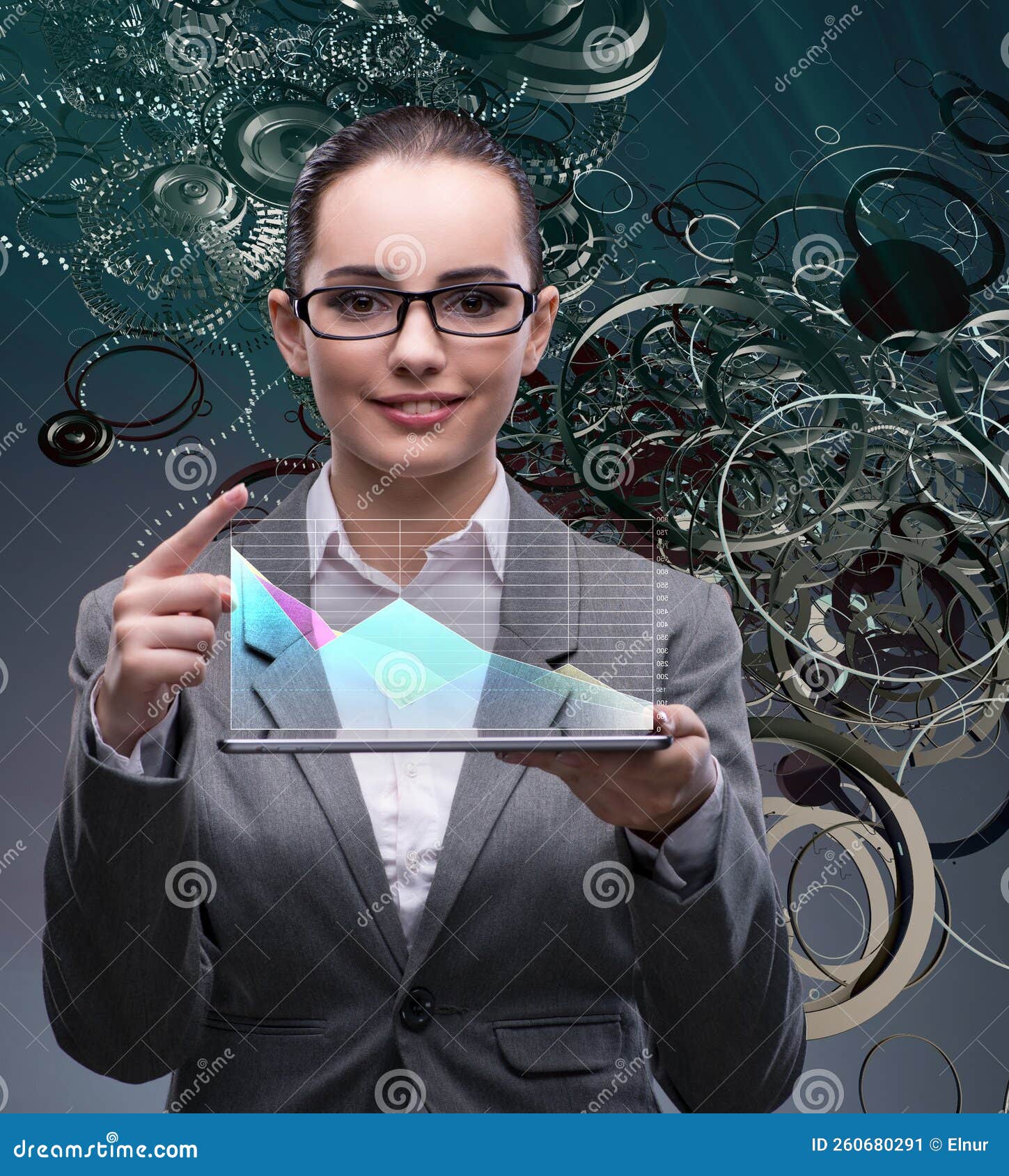 Woman Trader with Tablet and Chart Stock Image - Image of executive ...