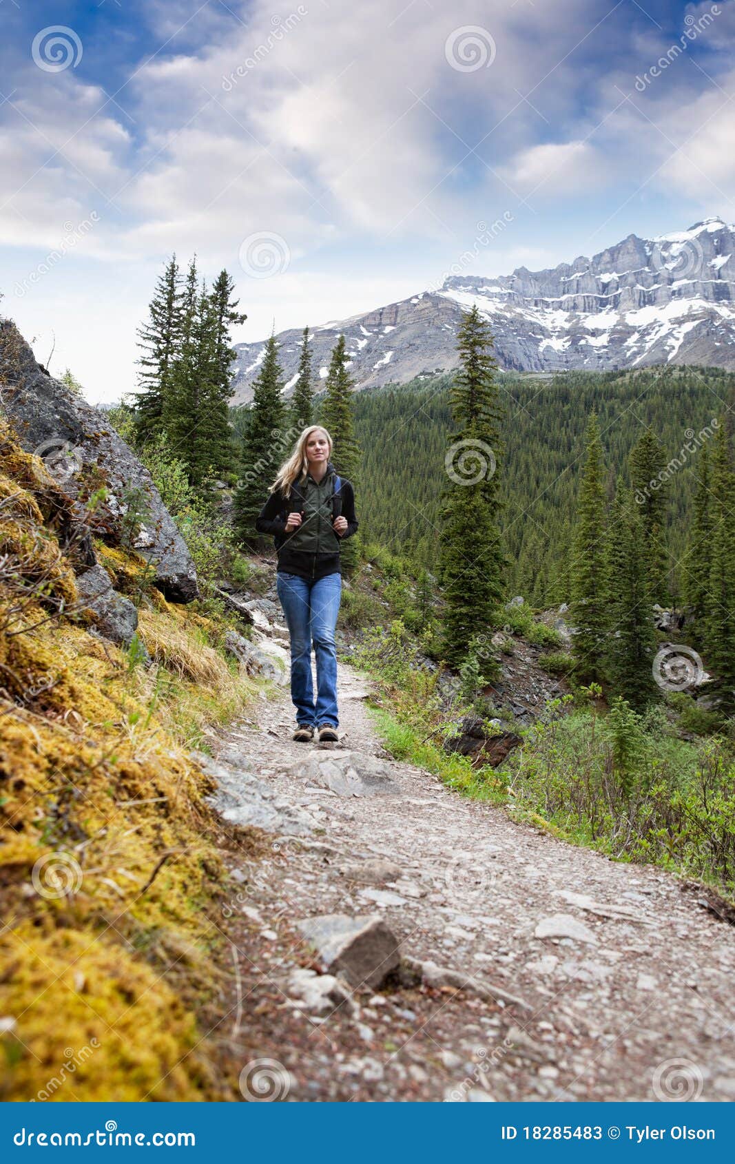 Woman on Trail stock image. Image of happy, caucasian - 18285483